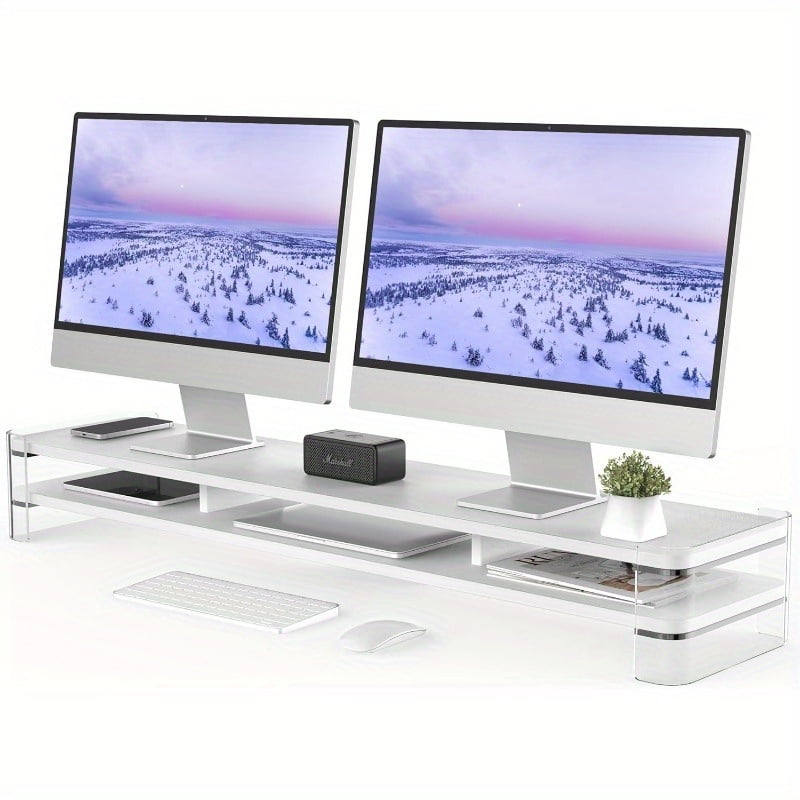 Monitor Stand Riser Clear Dual Acrylic Computer Monitor Stand for 2 ...