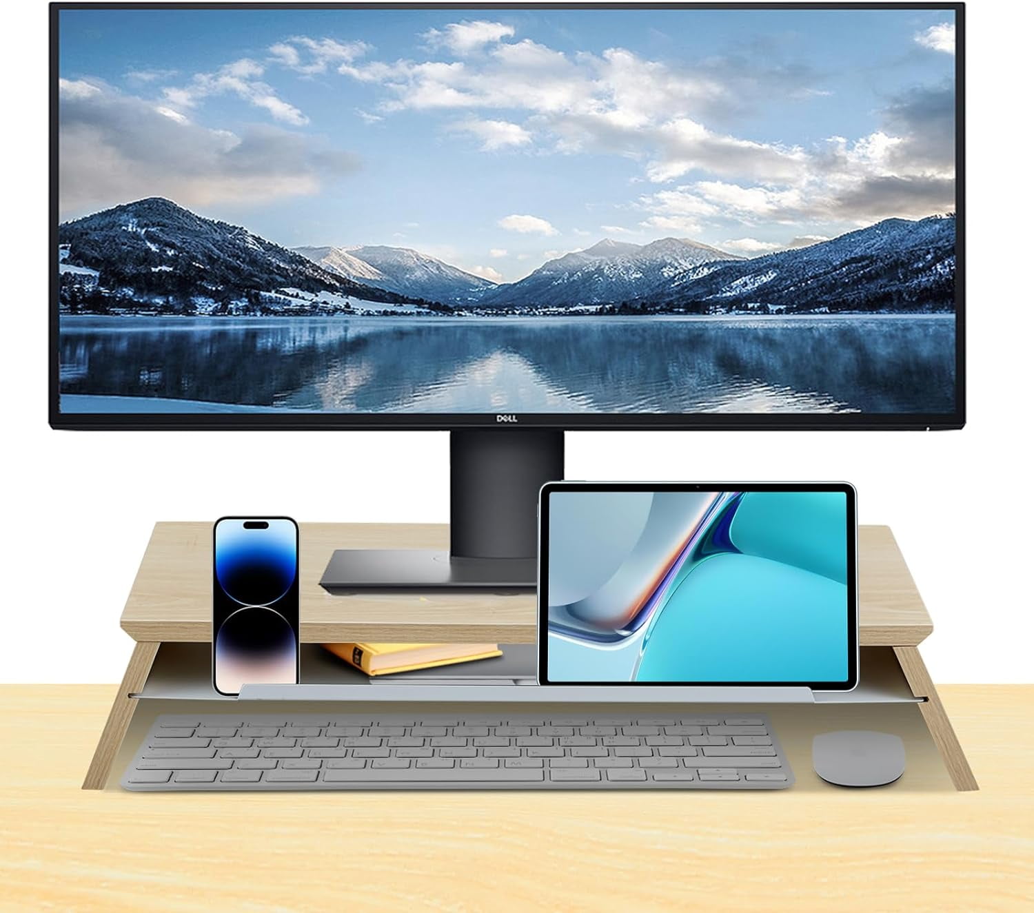 Monitor Stand Riser, Computer Monitor Stand for Desk,Solid Wood Desktop ...