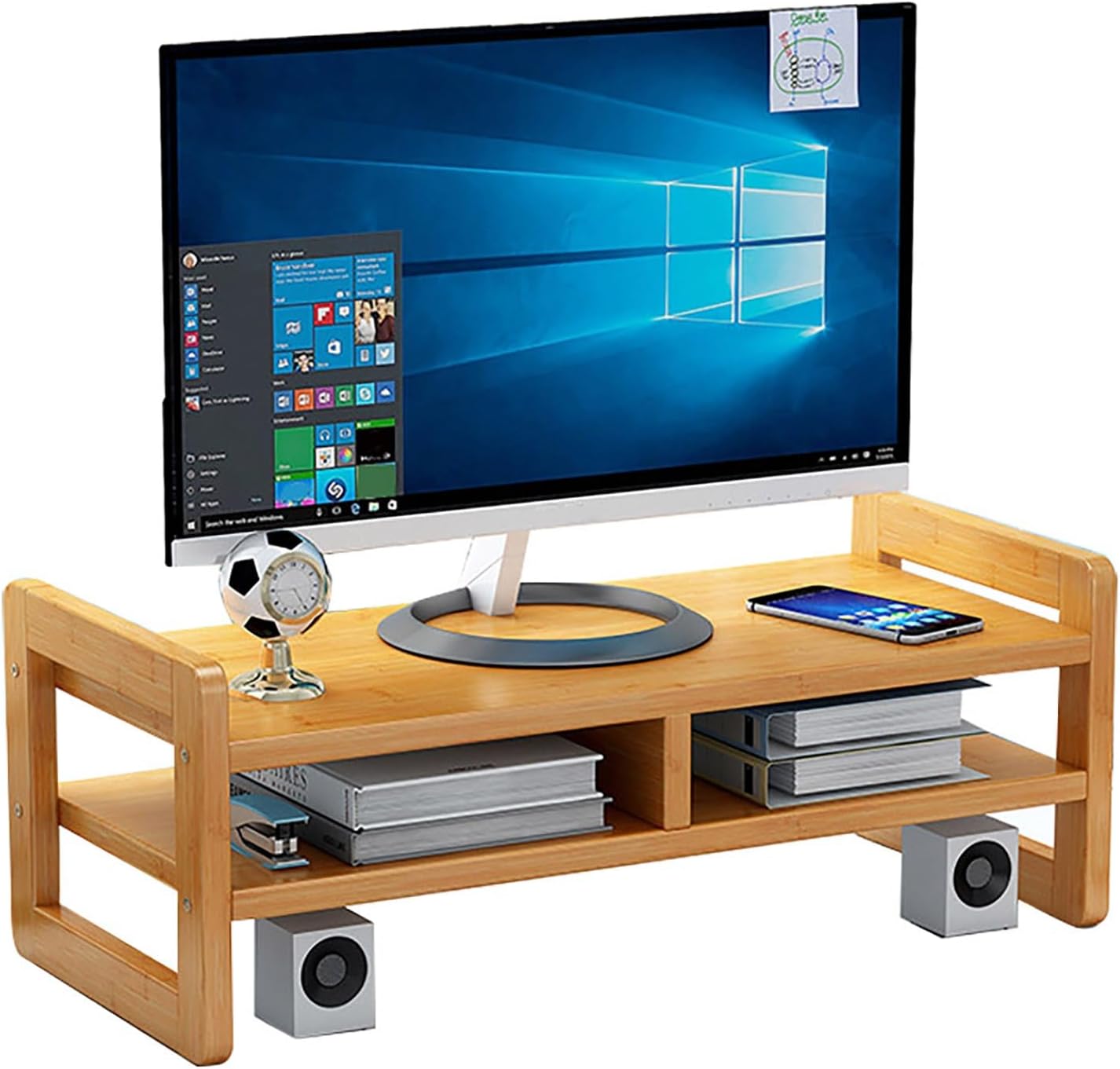Monitor Stand Riser Computer Wood Desk Organizer with Shelf Strong Load ...