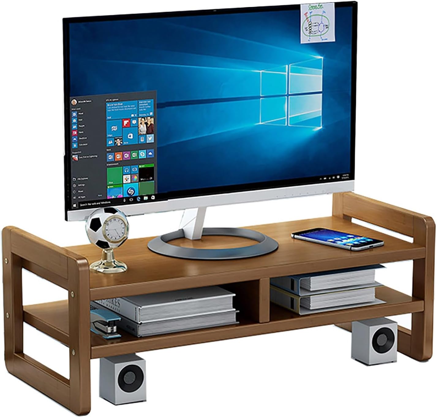 Monitor Stand Riser Computer Wood Desk Organizer with Shelf Strong Load ...