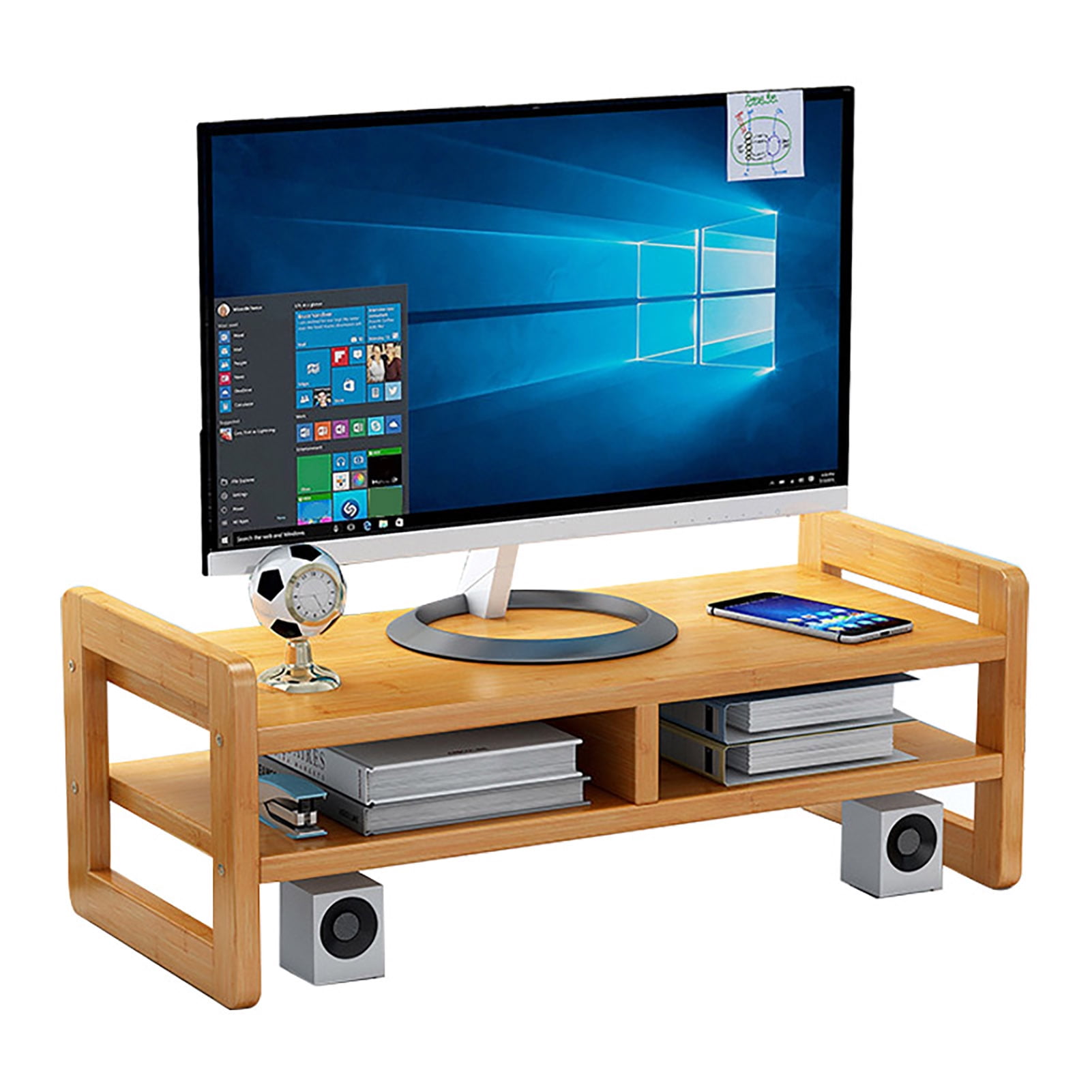 Monitor Stand Riser Computer Wood Desk Organizer with Shelf Strong Load ...