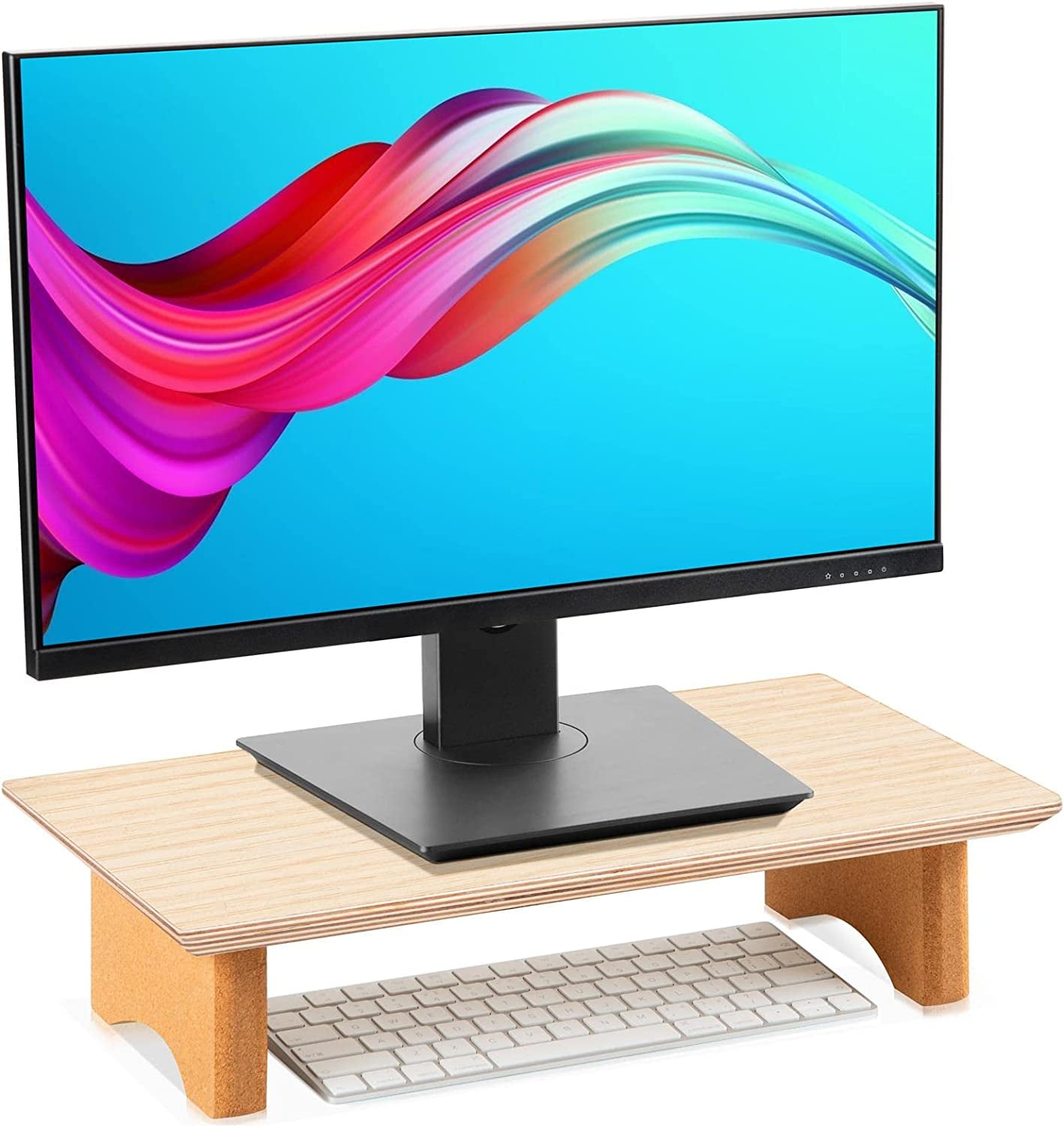 Monitor Stand Riser, Solid Wood Desktop Stands with Eco Cork Legs for ...
