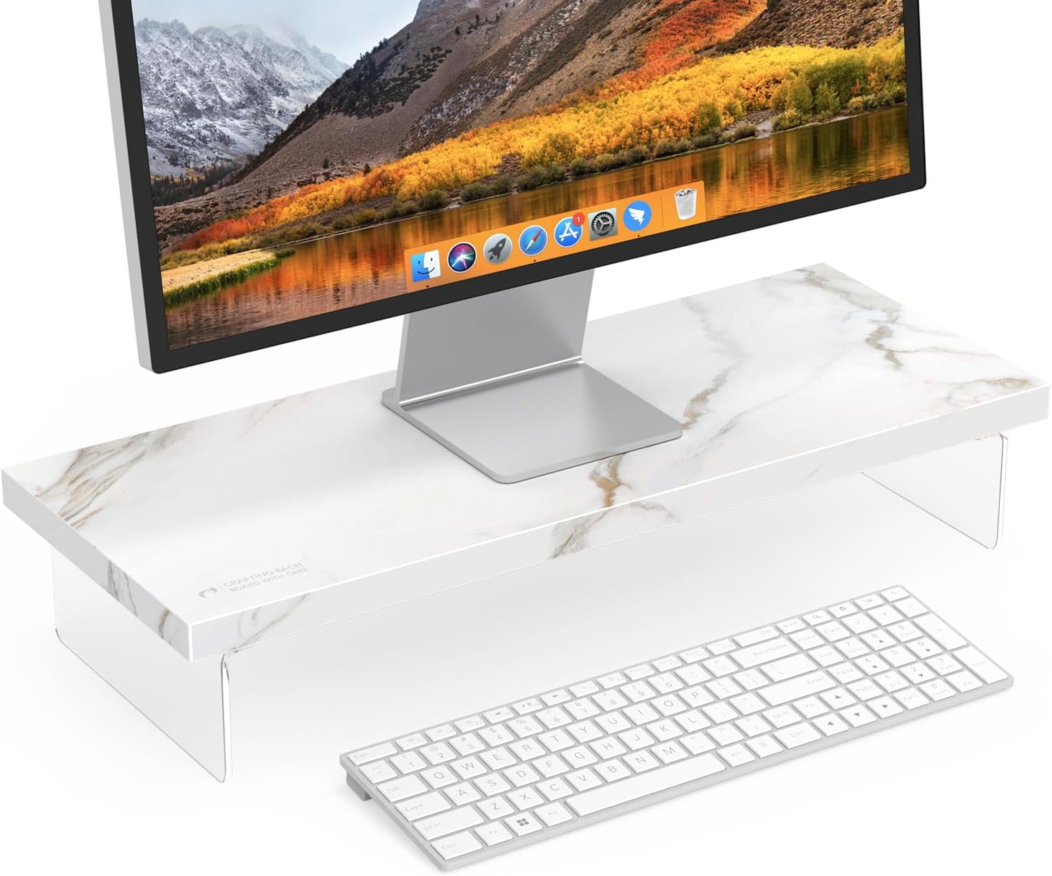 Monitor Stand Riser, Wood & Acrylic Computer Monitor Stand Desk Desktop ...