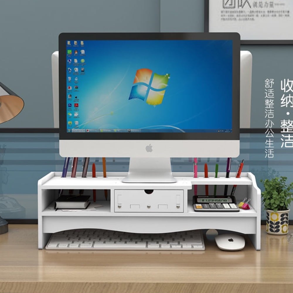 Bopika Monitor Stand Riser with Drawer, Computer Desk Organizer for ...