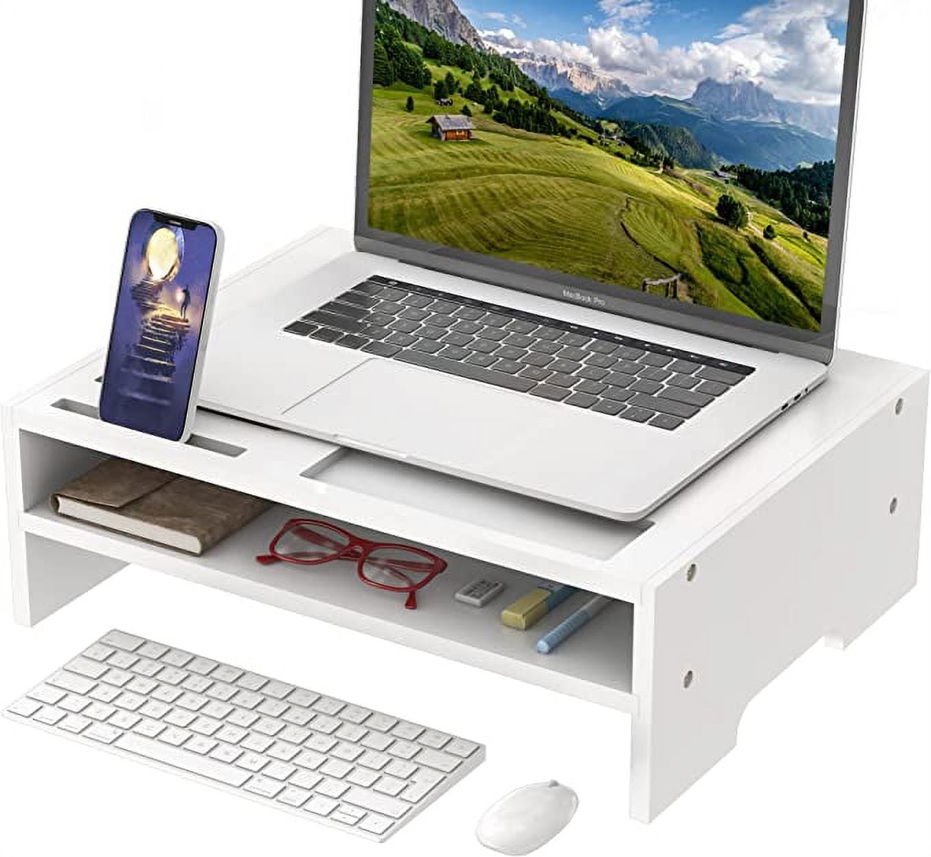 Bambloom Wooden Monitor Stand Riser, Desk Shelf Organizer with Storage ...