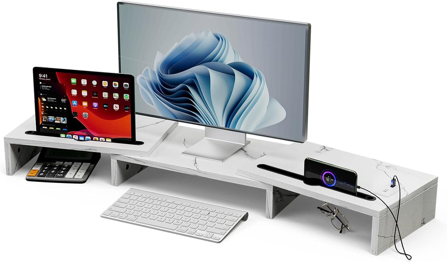 Monitor Stand for Desk, Monitor Riser with Data Port and Charging ...