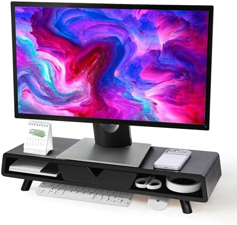 Monitor Stand with Drawer, Exquisite Computer Monitor Stand for Desk ...