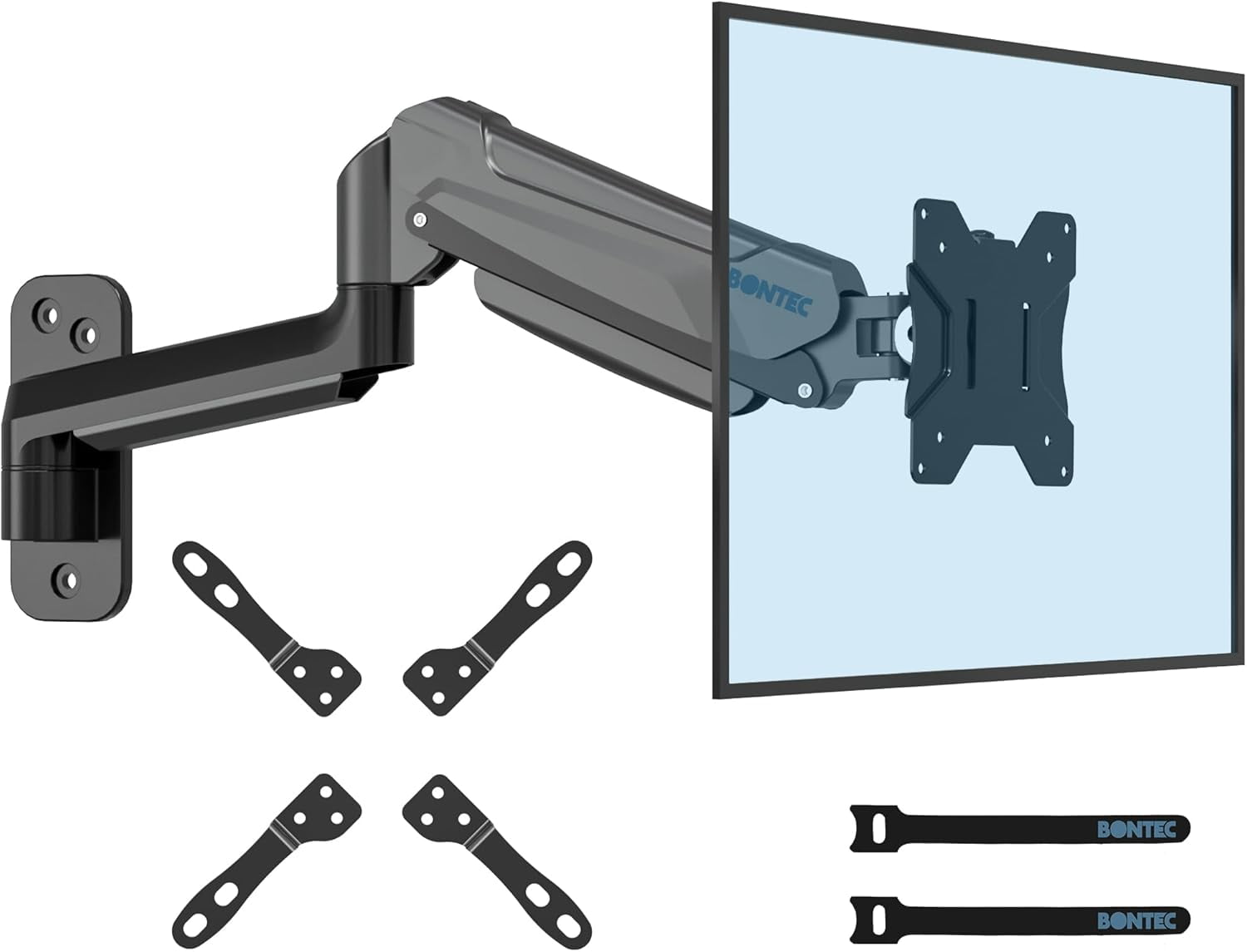 Monitor Wall Mount Arm, VESA Gas Spring Height Adjustable, for 13-42 ...
