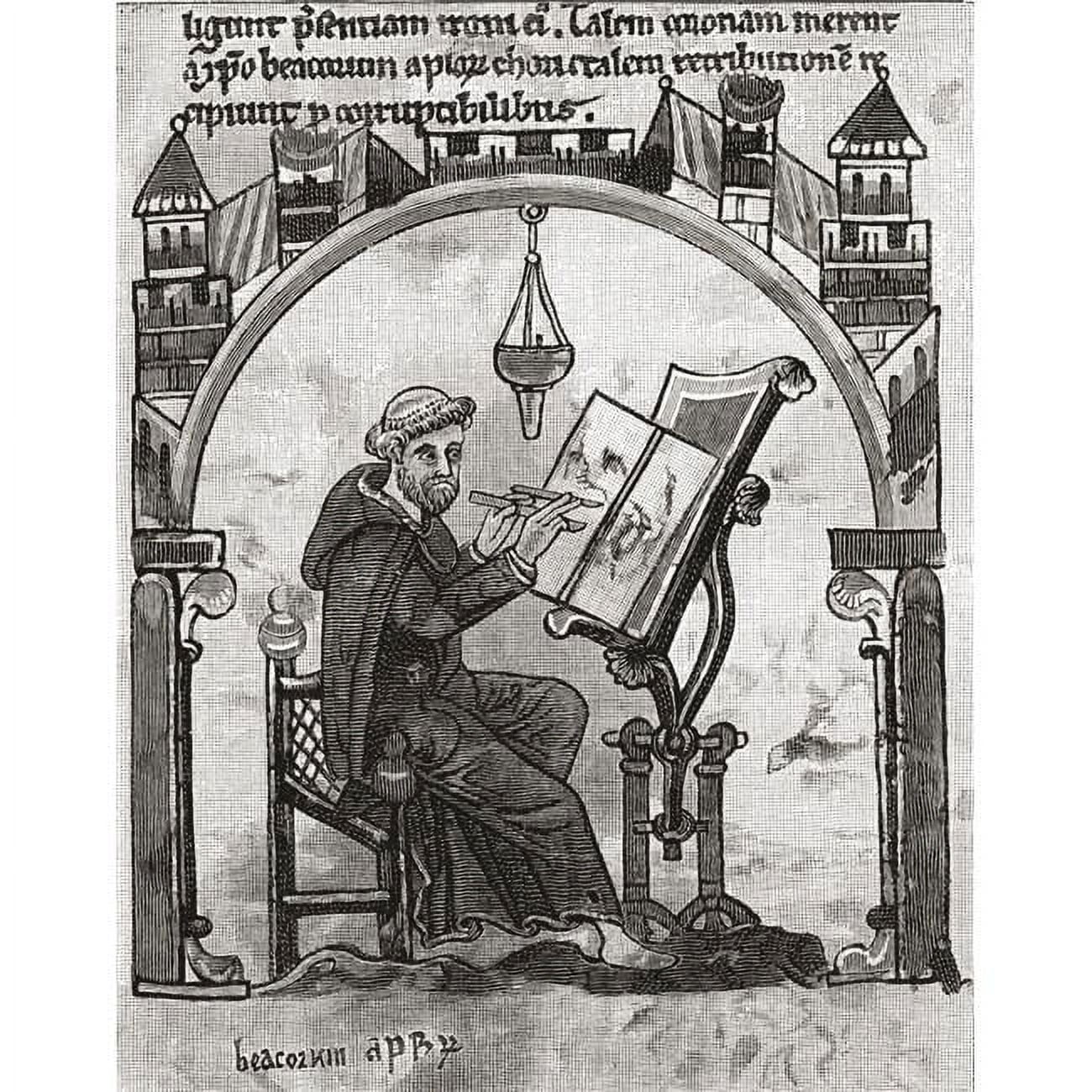 A Monk At His Desk In A Scriptorium - C.1200 From The Book Short ...
