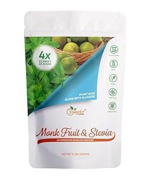 G-Sweetz Monk Fruit–Stevia & Allulose All Purpose Sweetener – 4X Sugar Sweetness; Total Servings ...