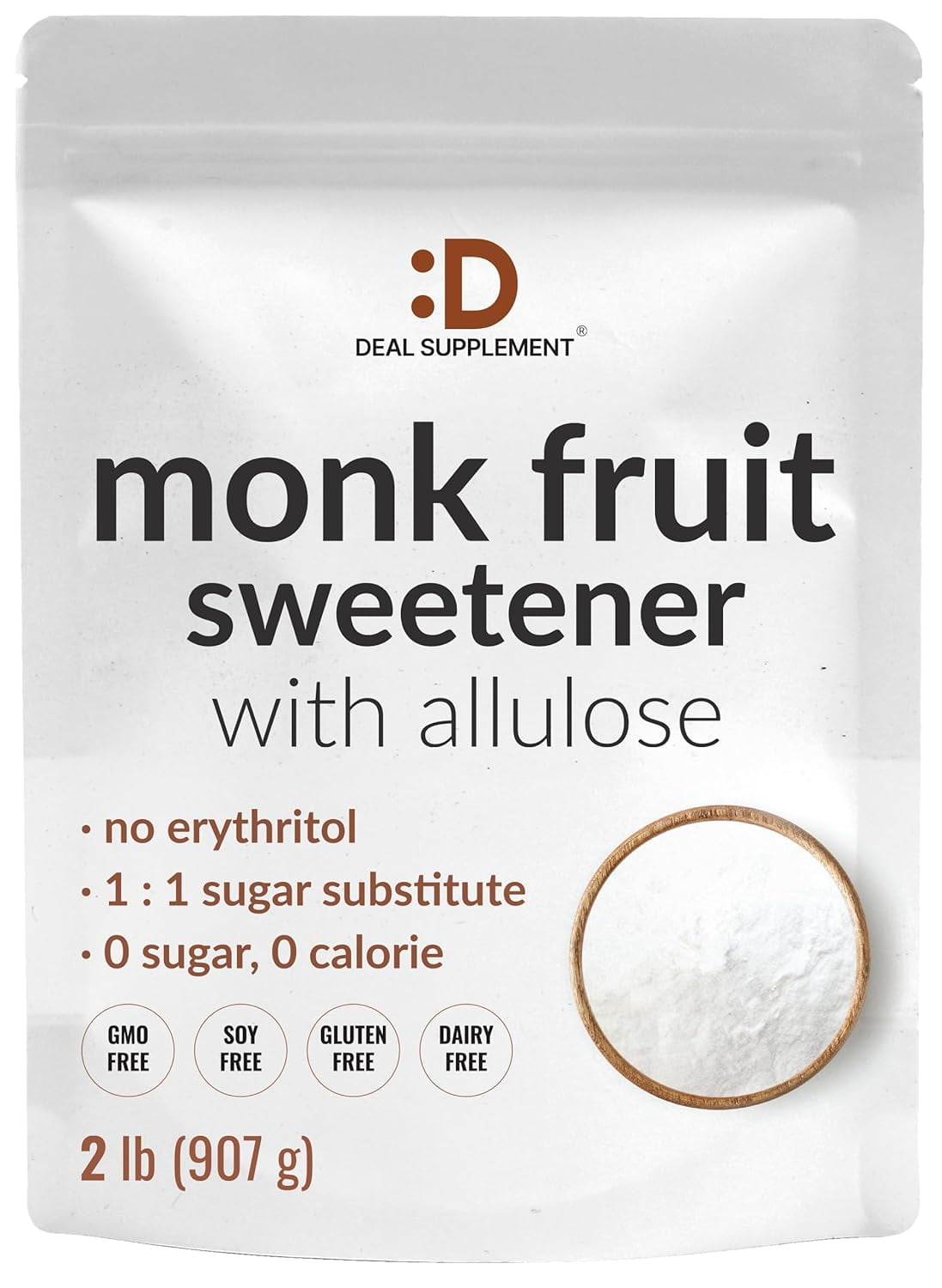 Monk Fruit Sweetener with Allulose, 2lbs – No Erythritol, 1:1 Sugar ...