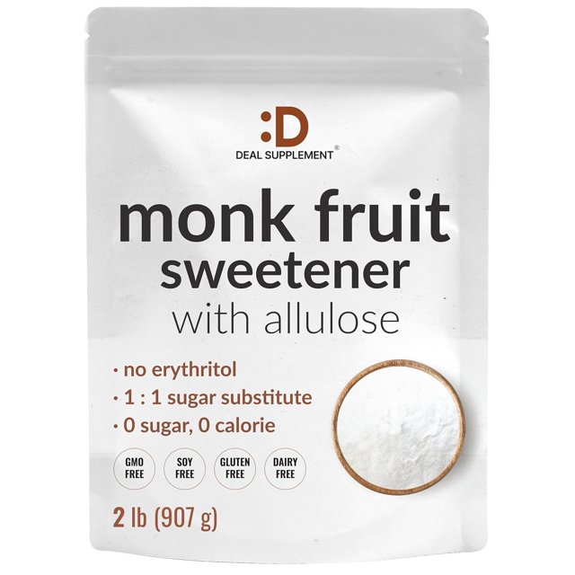 Monk Fruit Sweetener with Allulose, 2lbs – No Erythritol, 1:1 Sugar ...