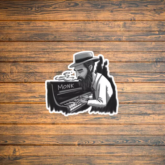 Monk Piano Player Smoking Artistic Black White Vinyl Sticker Decalphone ...