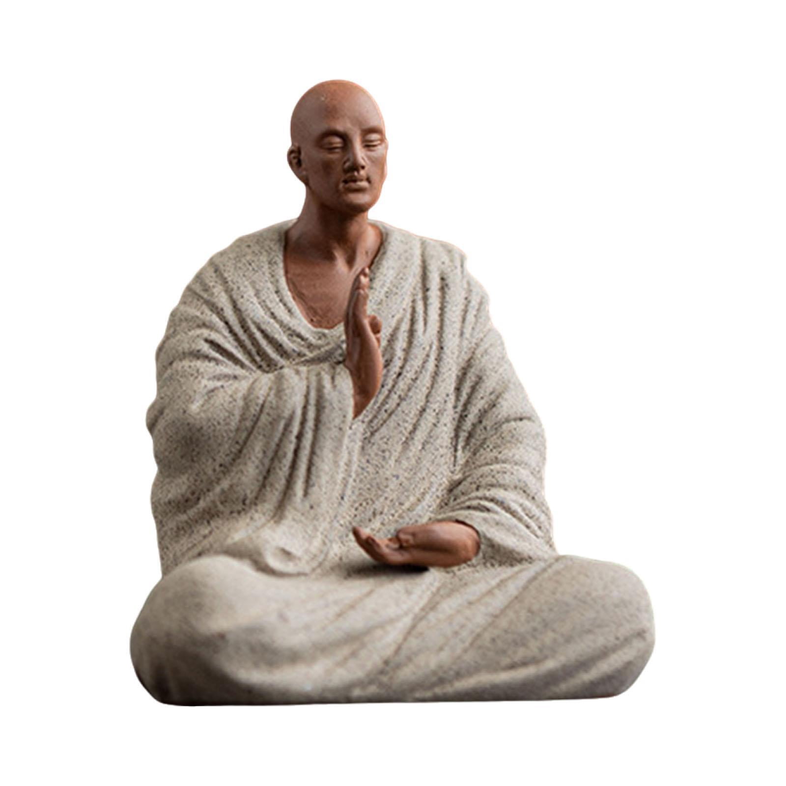 Monk Statue Buddha Figurine Ceramic Craft Collectible Small Size ...