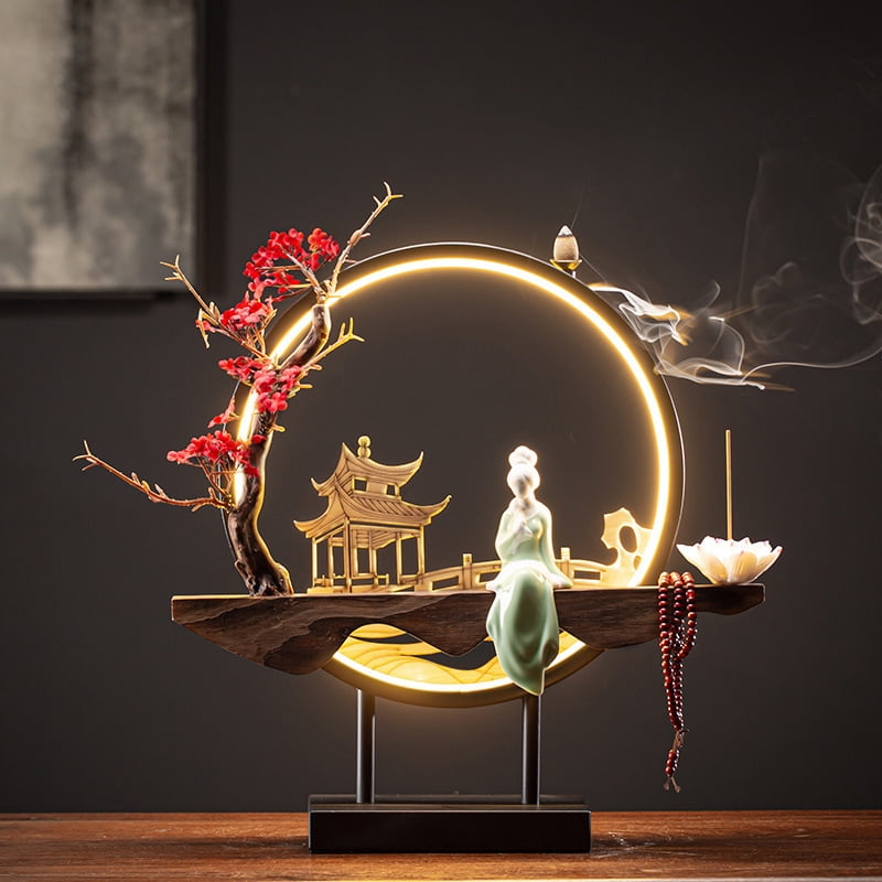 Monk Statue Ceramic Lamp Circle New Chinese Style Buddha Sculpture ...