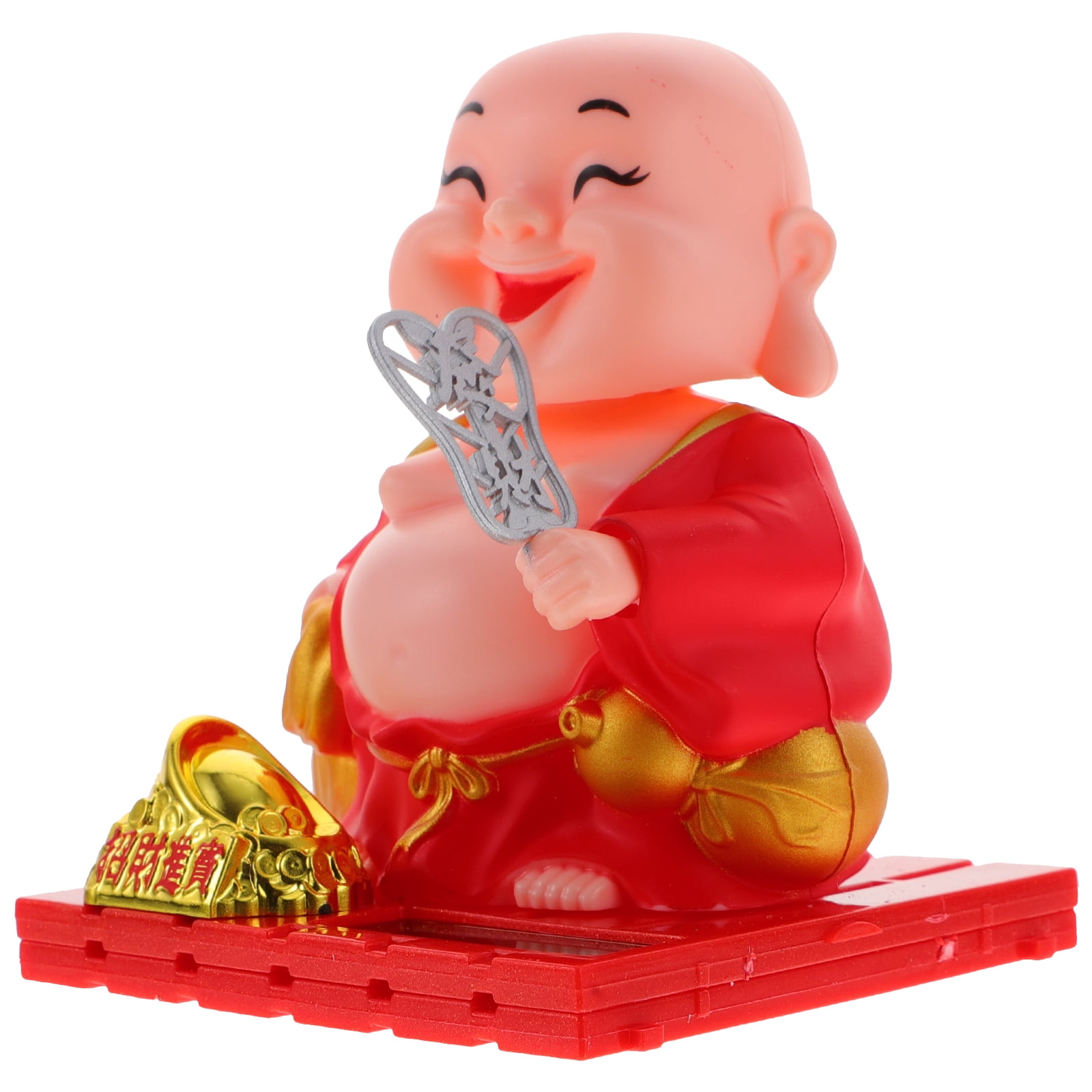 Toyandona Red Solar Powered Monk Statue for Car Dashboard Decoration ...