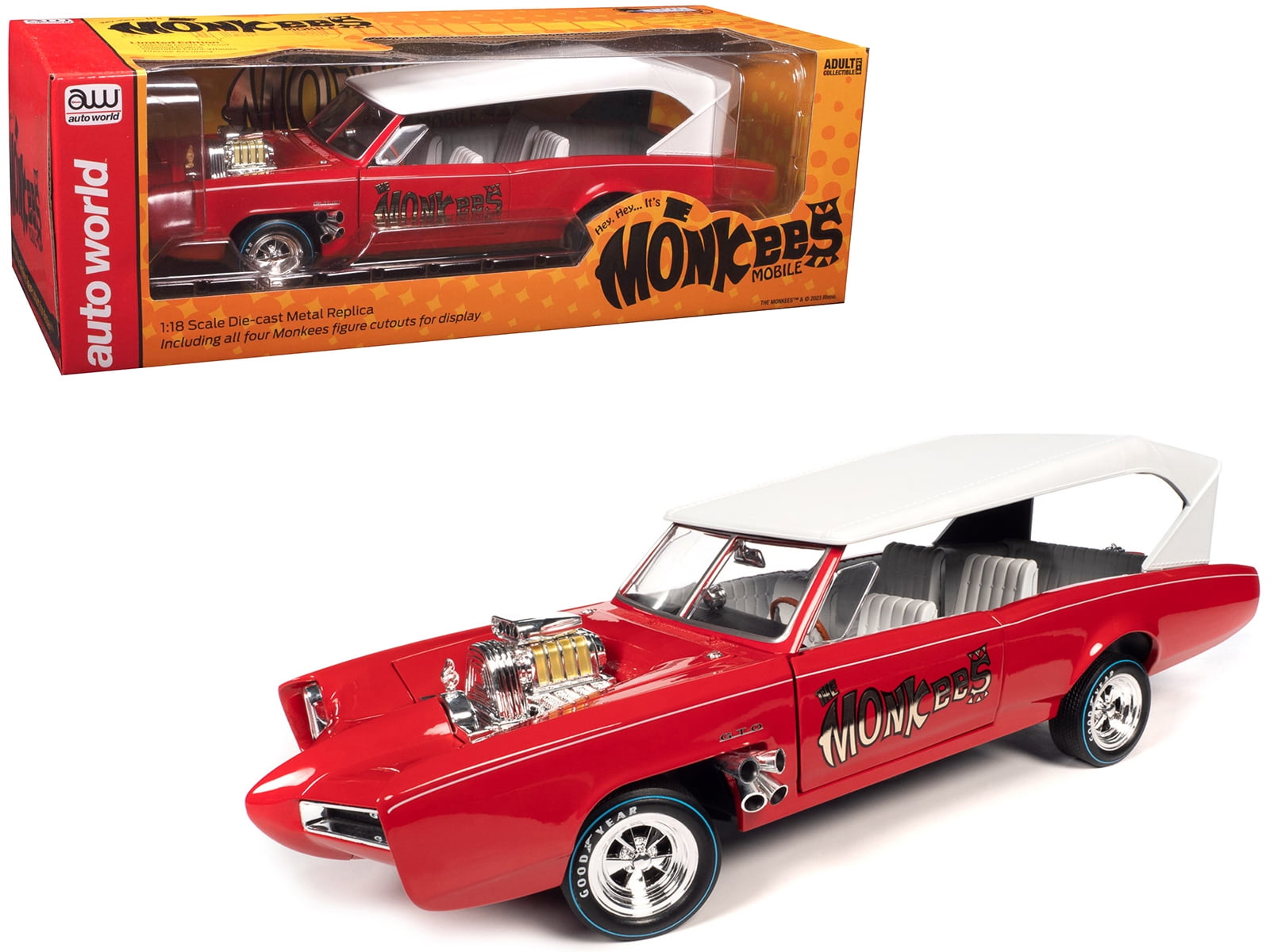 Monkeemobile Red with White Top and Interior "The Monkees" with Four ...