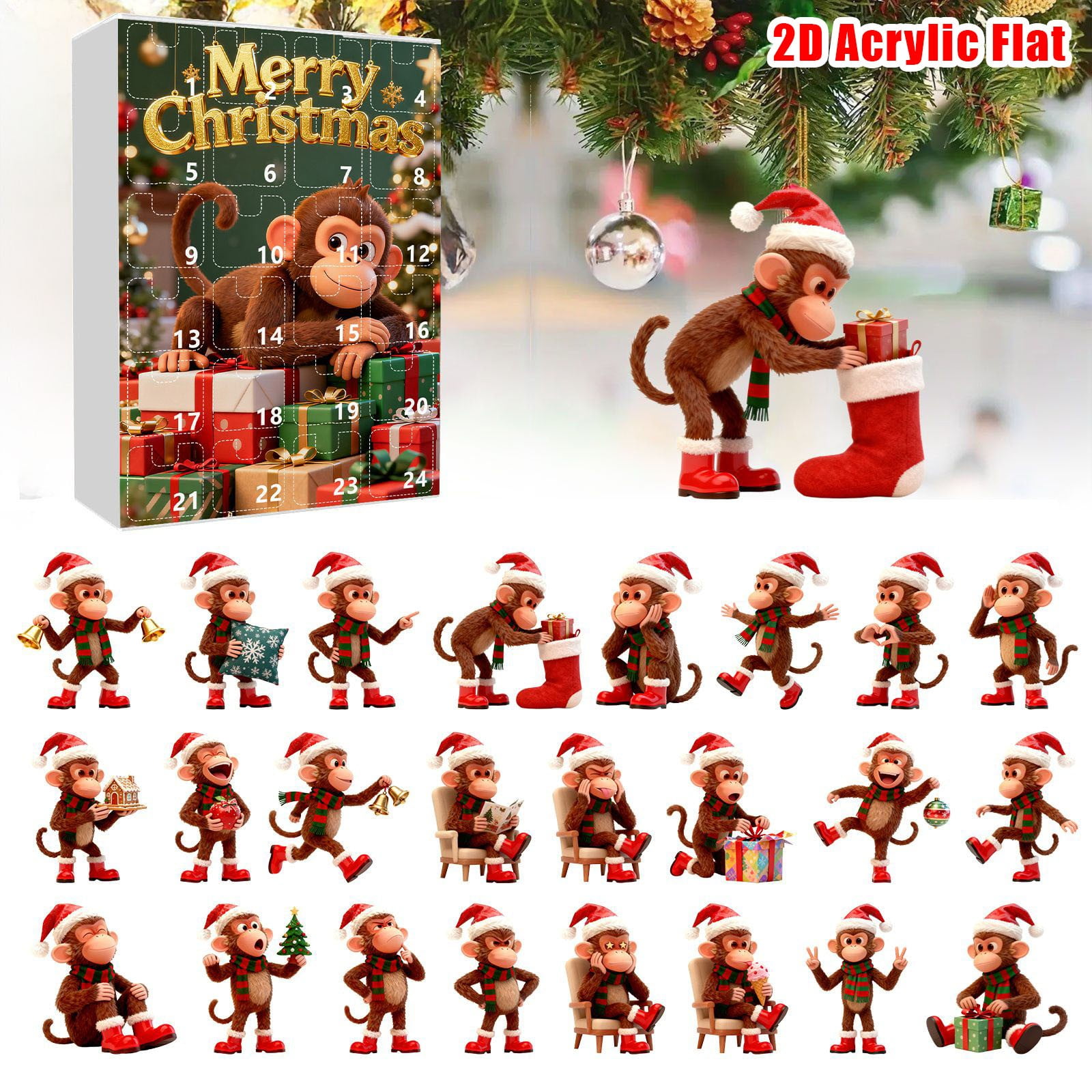 Monkey Advent Calendar 2025, Monkey Christmas Advent Calendar, 24 Days ...