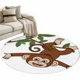 Monkey Animal Round Area Rug 3.3ft Vine Monkeys Cartoon Decoration Non ...