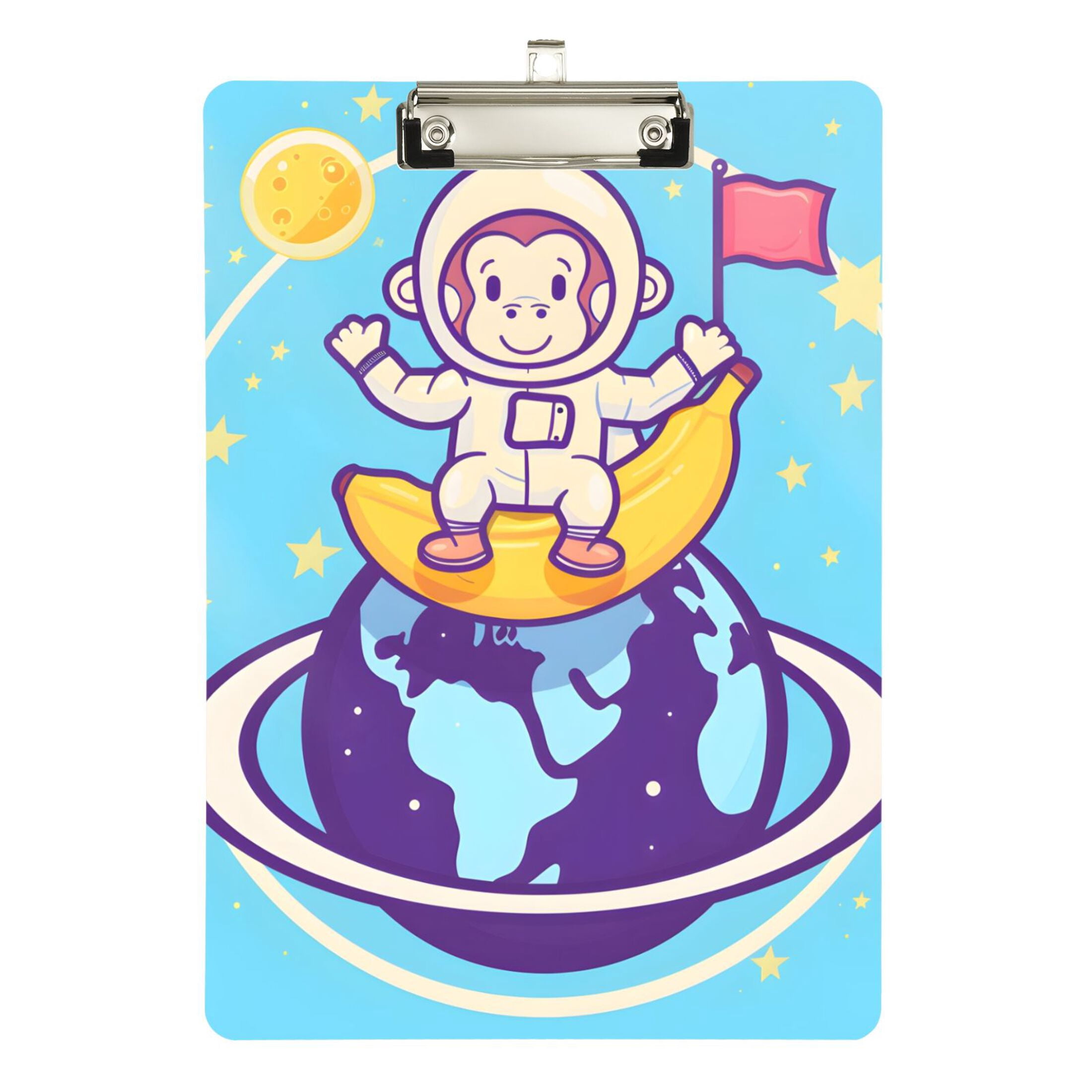 Monkey Astronaut Banana Earth Flag Acrylic Clipboard Drawing Board ...