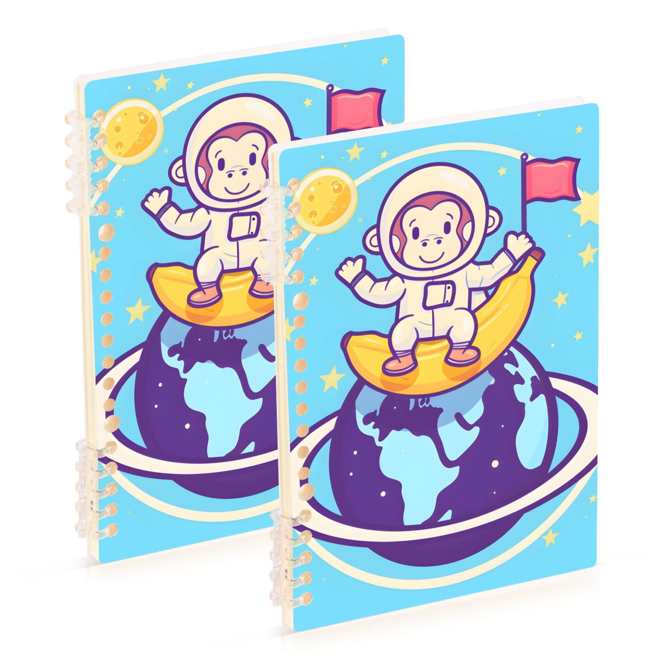 Monkey Astronaut Banana Earth Flag Notebook Detachable Coil Notebook ...