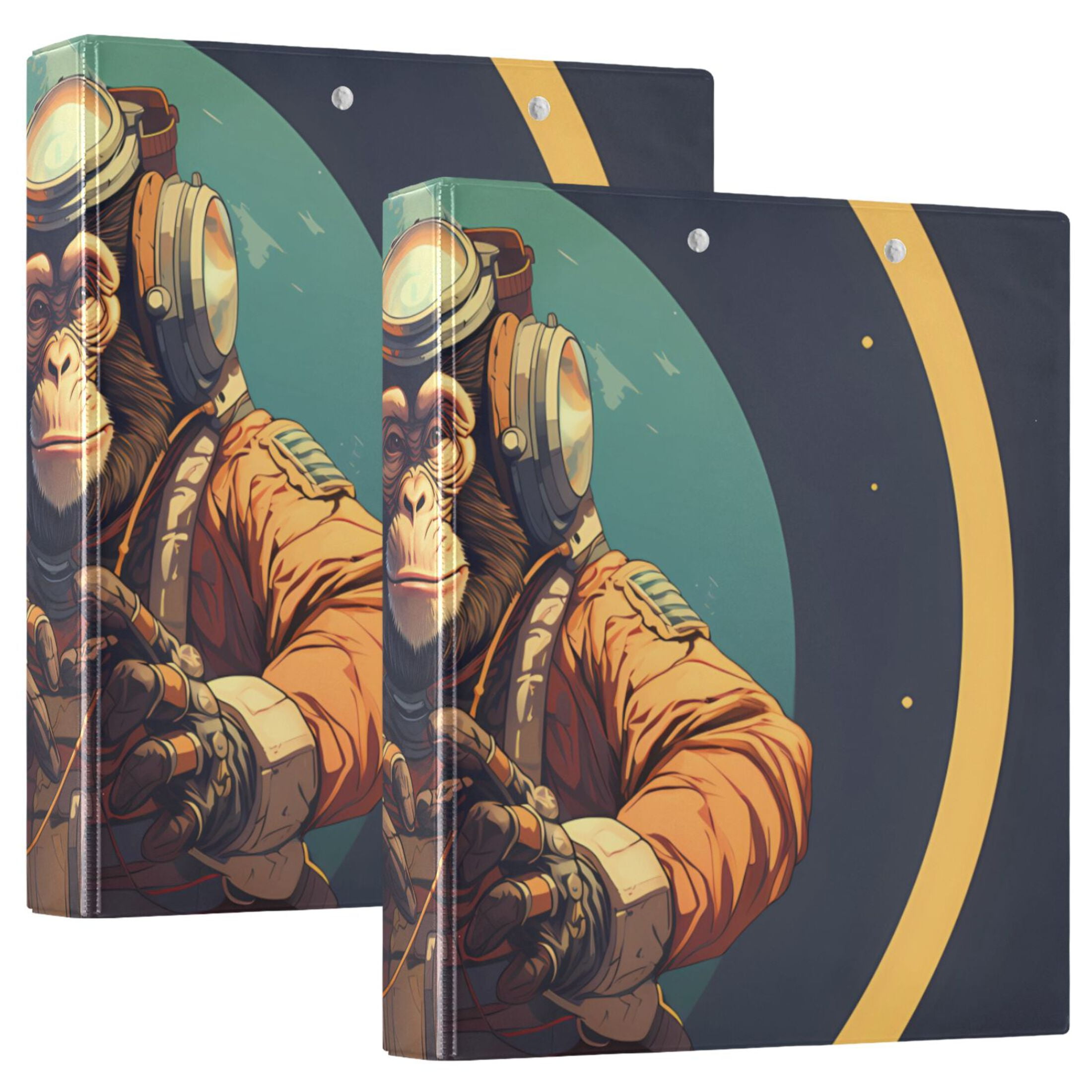 Monkey Astronaut Earth 3 Ring Binders 1.5 inch Hardcover File Folders ...
