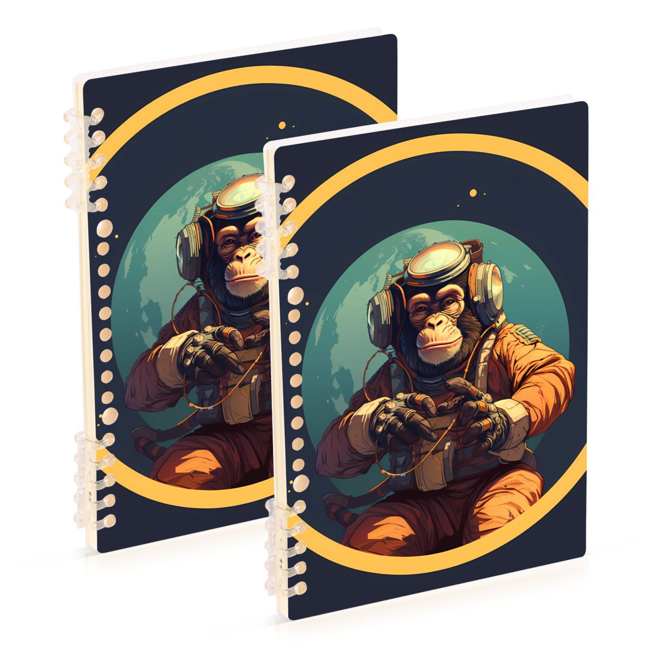 Monkey Astronaut Earth Ring Binder Notebook Journey Note Diary College ...