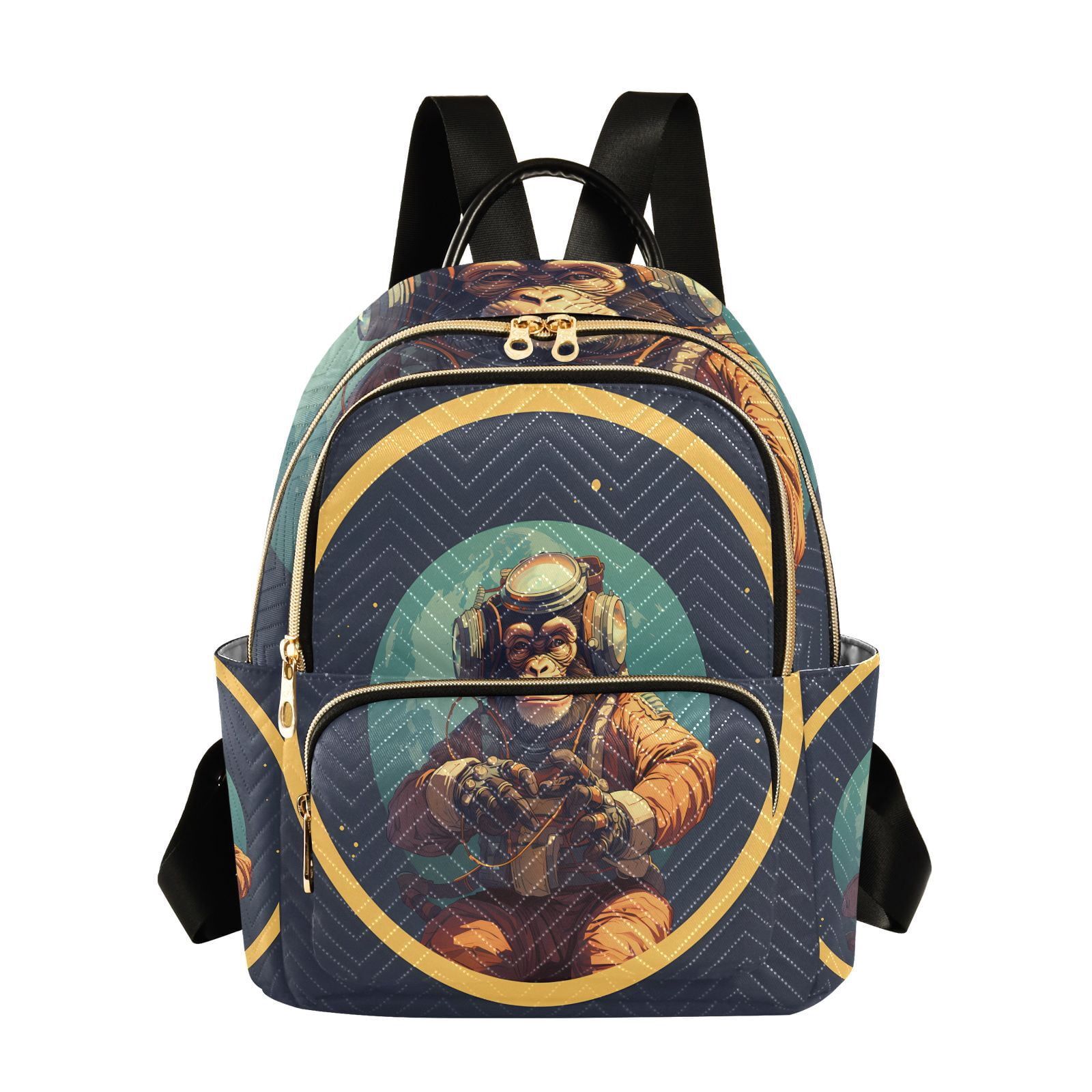 Monkey Astronaut Earth Travel Laptop Backpack Casual Daypack ...