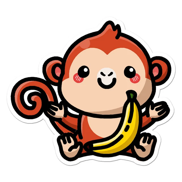 Monkey Banana Sticker Phone Decal Water Bottle Stickers Car Decals ...