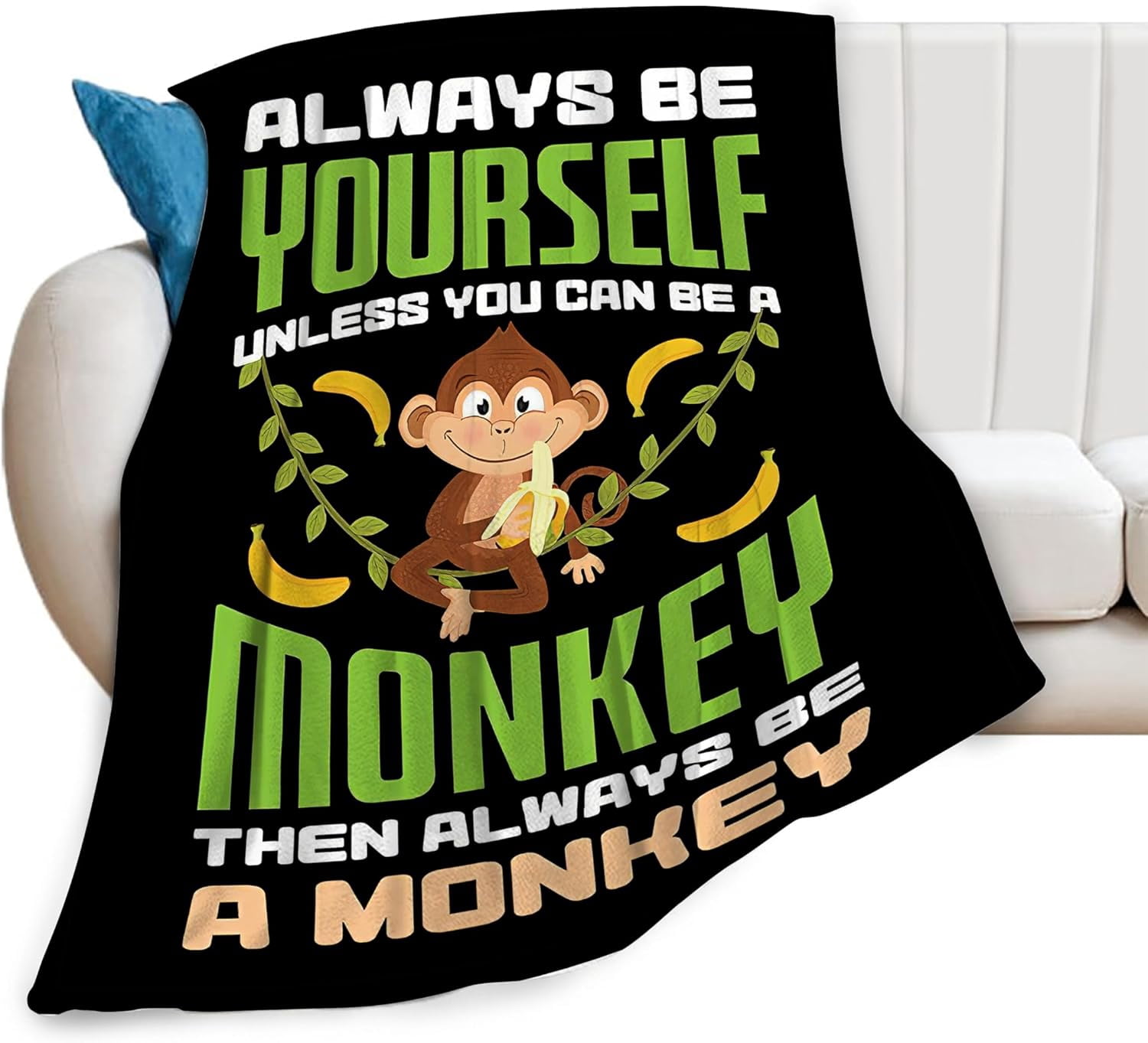 Monkey Blanket Super Soft Cozy Monkey Banana Fleece Throw Blankets ...