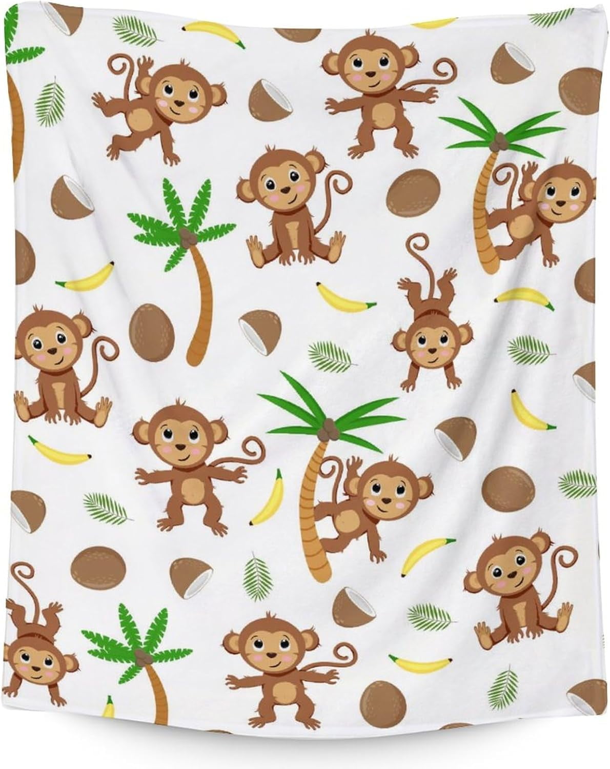 Monkey Blanket for Monkey Lovers - 40x50 Inches Crib Size - Soft Cozy ...