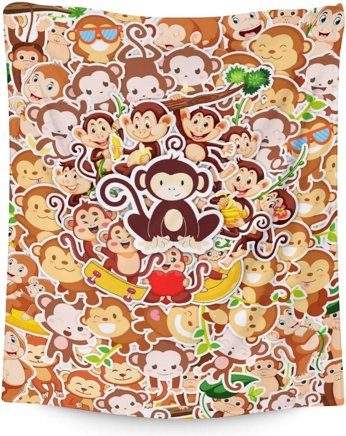 Monkey Blanket for Monkey Lovers - 40x50 Inches Crib Size - Soft Cozy ...