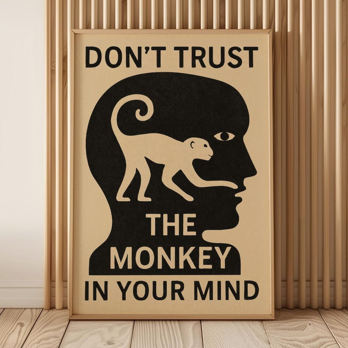 Monkey Brain Digital Print Surreal Mind Poster, Minimalist Thought Art ...