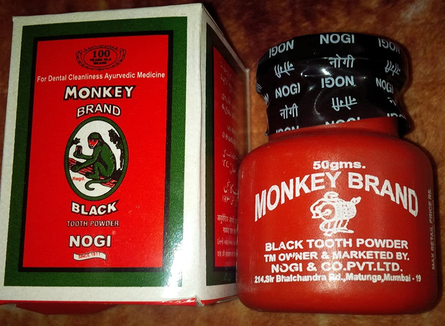 Monkey Brand Black Tooth Powder Ayurvedic Nogi 50 Grams - Walmart.com
