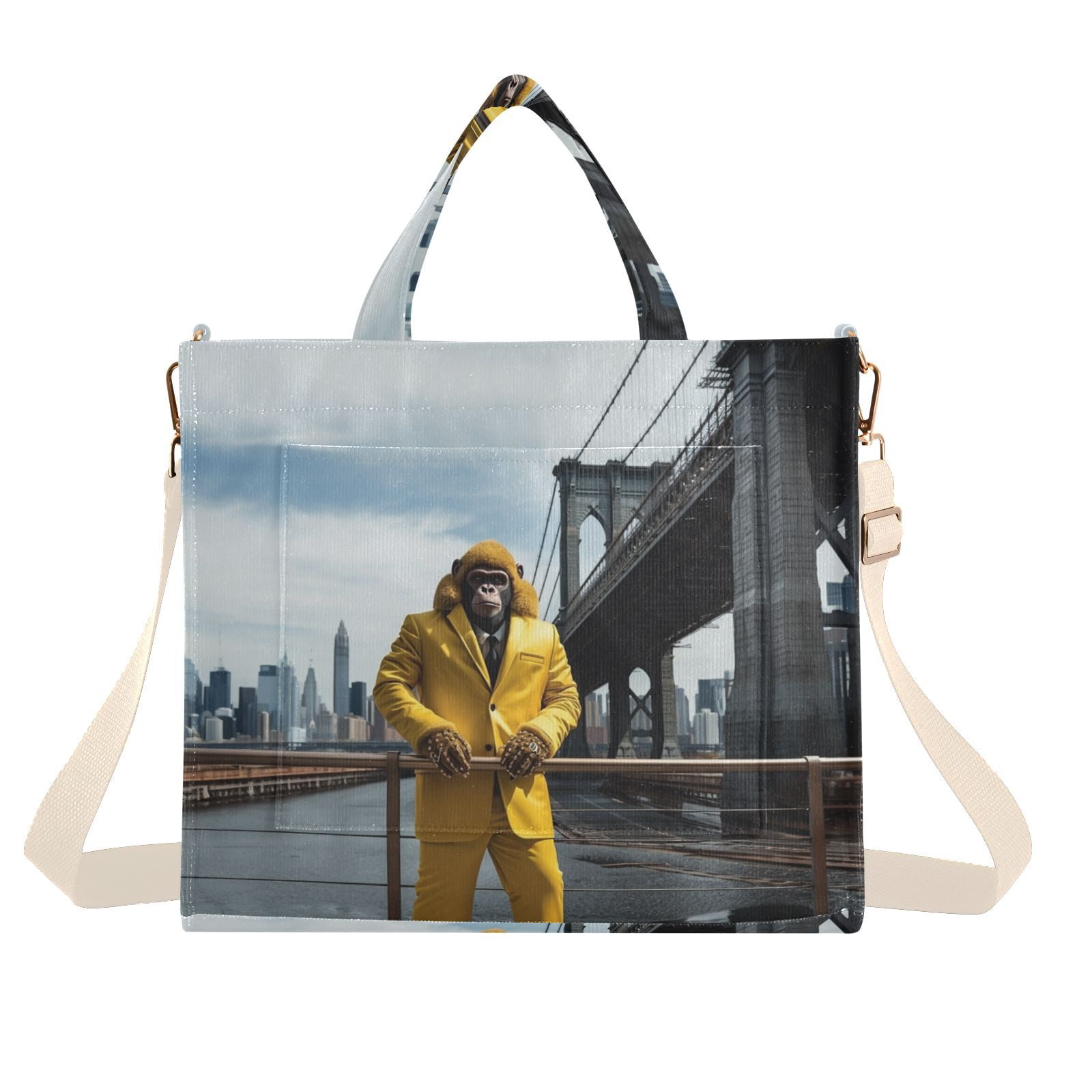 Monkey Bridge Houses Corduroy Tote Bag Handbag Large Messenger Bag ...