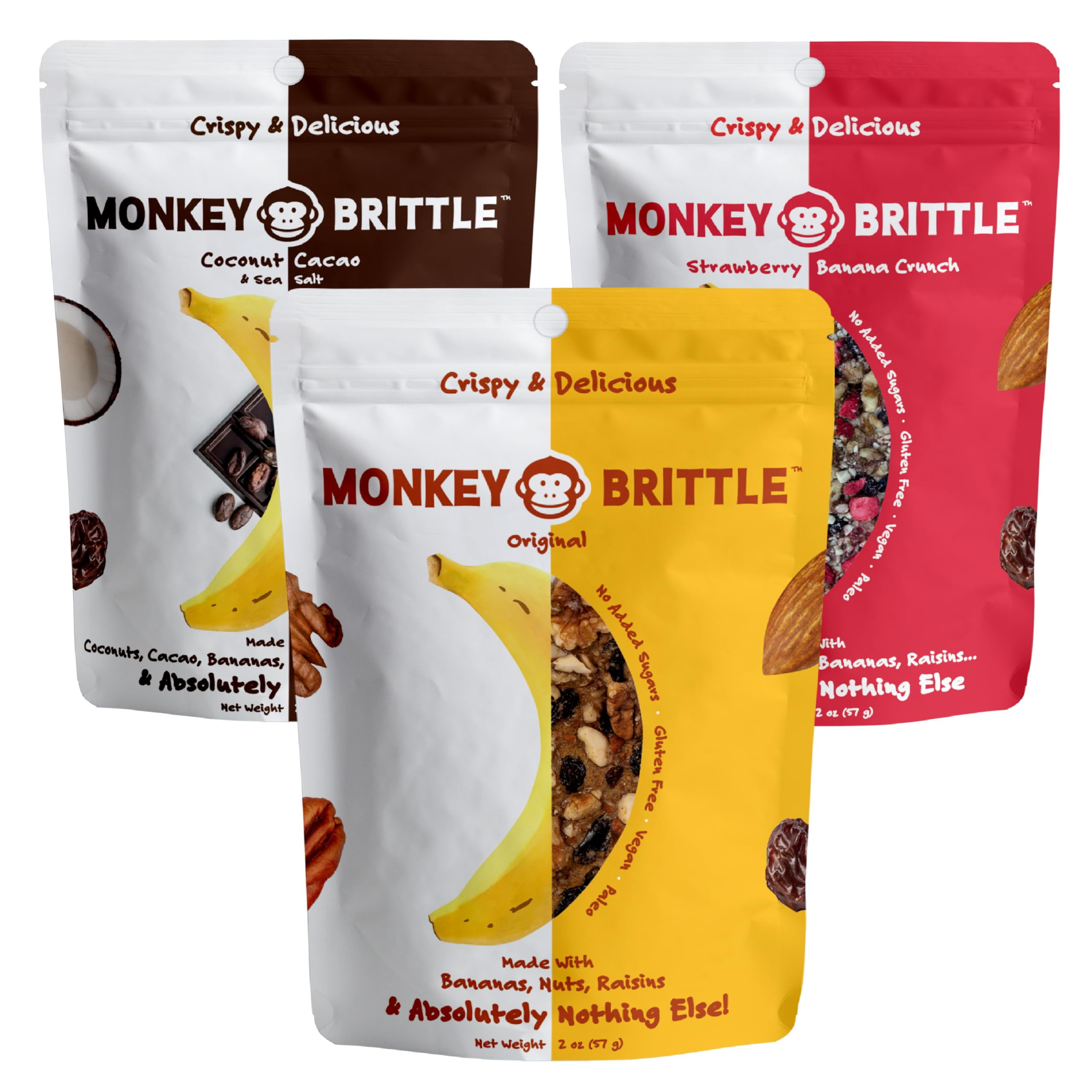 Monkey Brittle Healthy Snacks, SAF21 Crispy Plant-Based Treats All ...