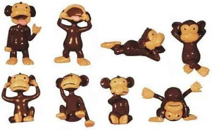 Monkey Cake Topper Figures - Large Plastic Monkey Figurines - Set of 8 ...