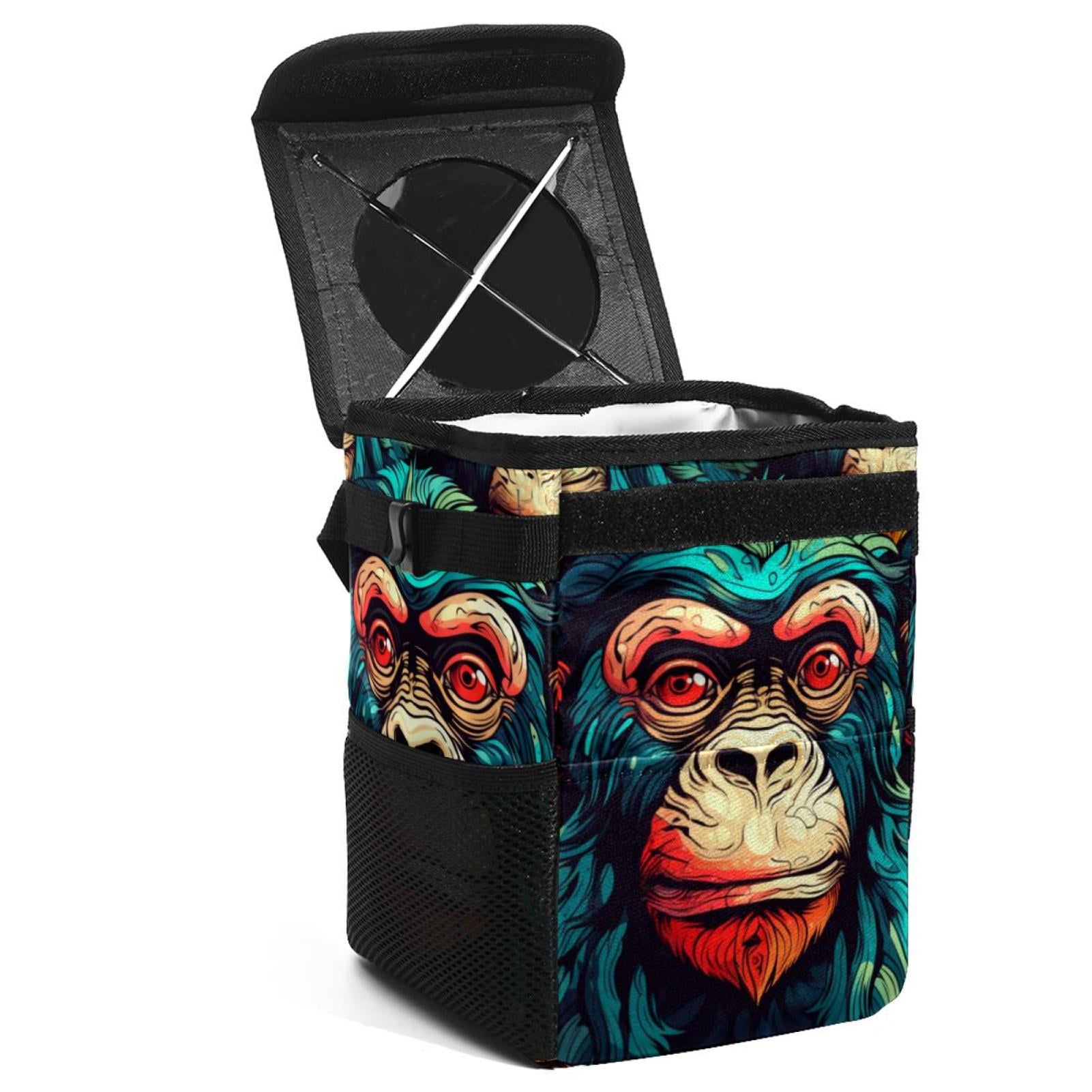Monkey Car Trash Can: Foldable, with Lid, Leak-proof, Hanging Storage ...