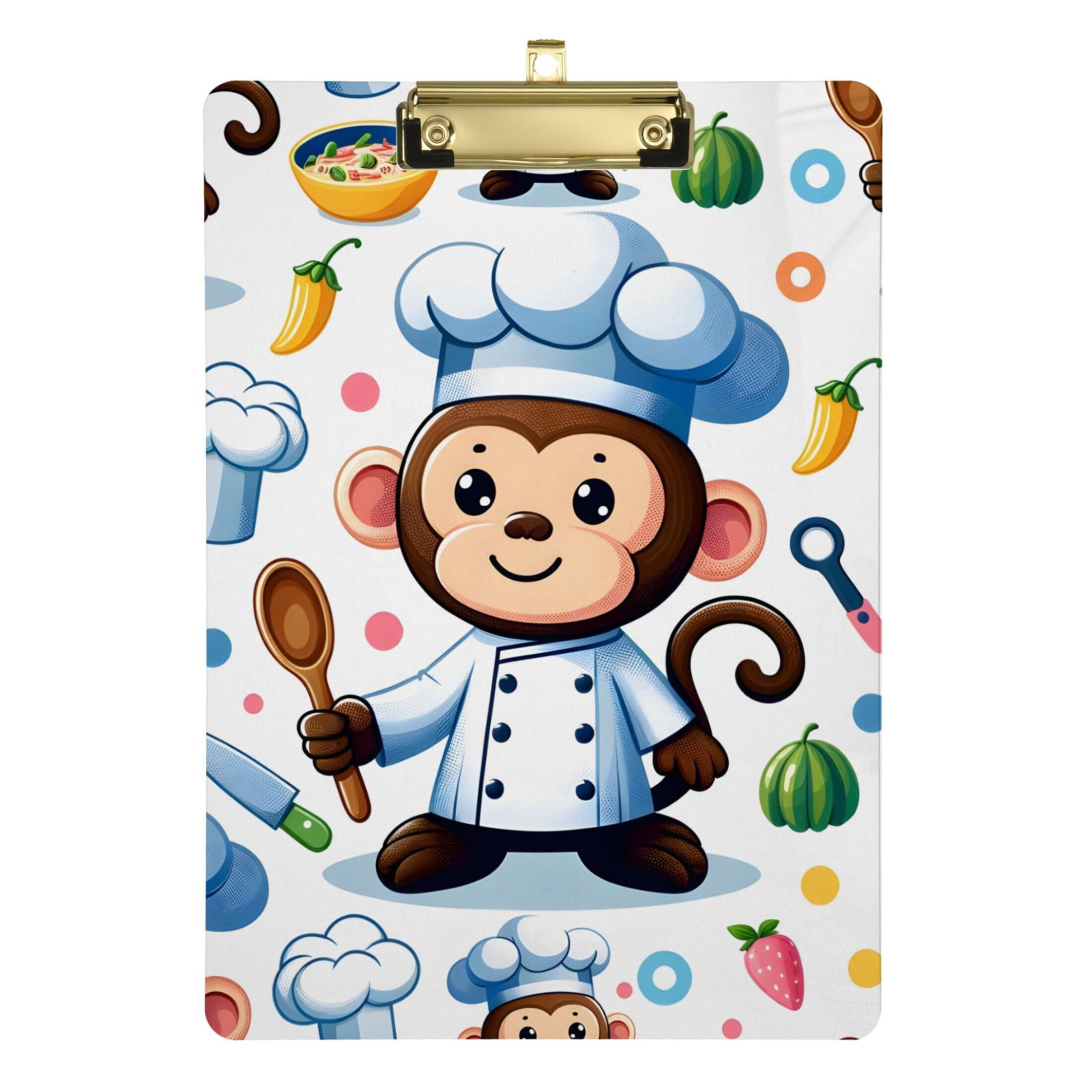 Monkey Chef Cooker Acrylic Clipboards 12 x 9 Inch A4 Size with Low ...