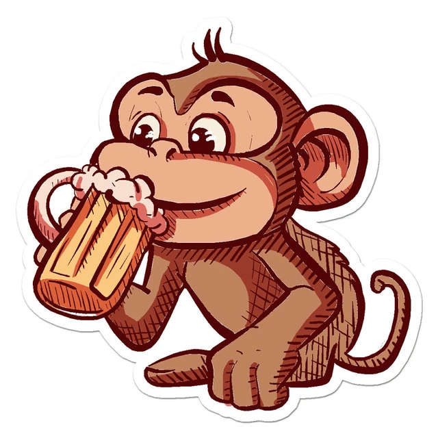 Monkey Chimp Beer Sticker Phone Decal Water Bottle Stickers Car Decals ...