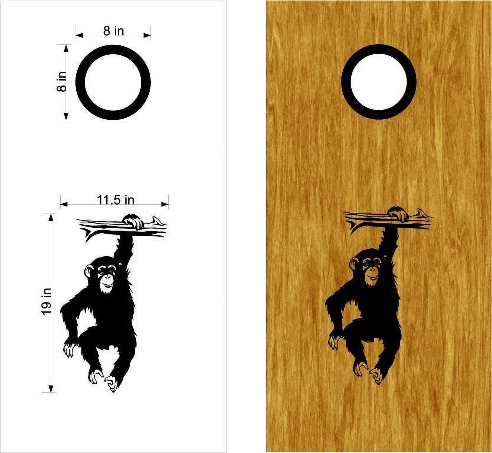 Monkey Chimp Hanging Around Cornhole Board Vinyl Decal Sticker ...