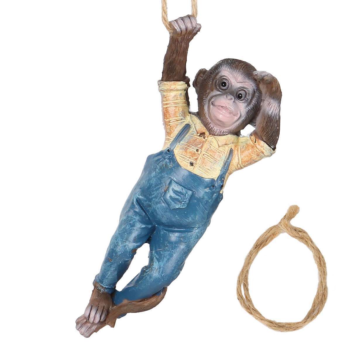 Monkey Chimp Hanging Rope Garden Ornament Outdoor Statue Sculpture ...