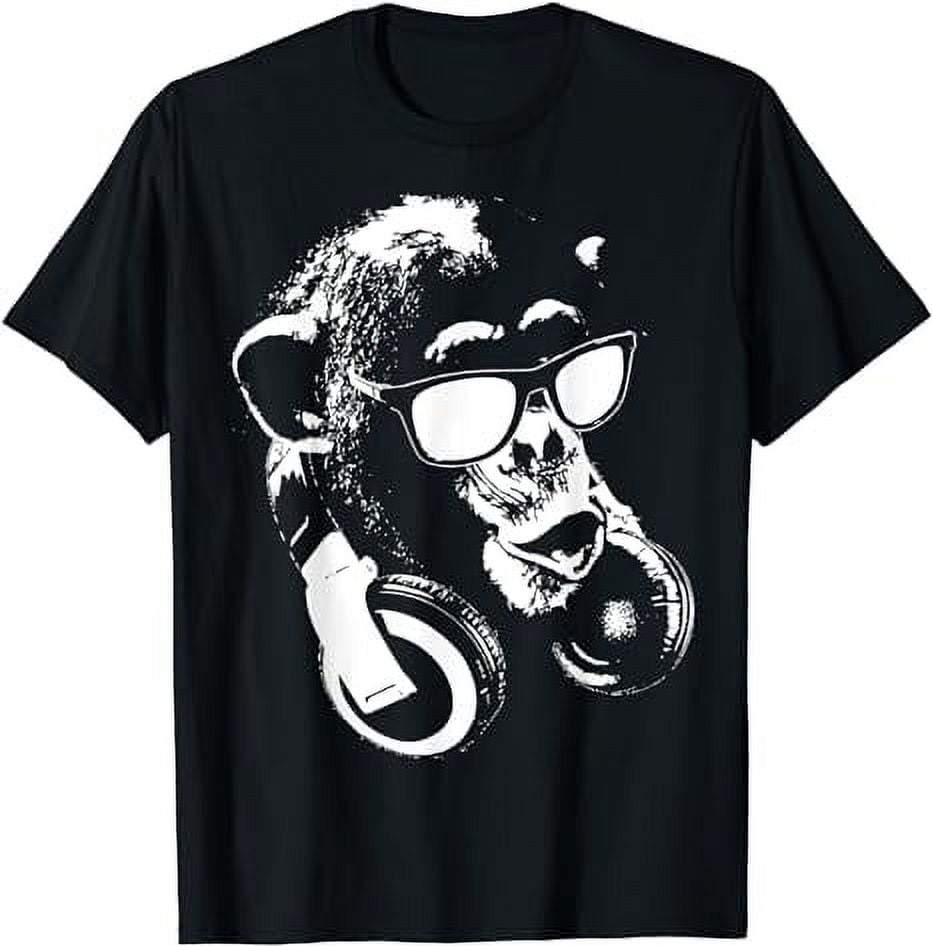 Monkey Chimp With Sunglasses And Headphones T-Shirt - Walmart.com