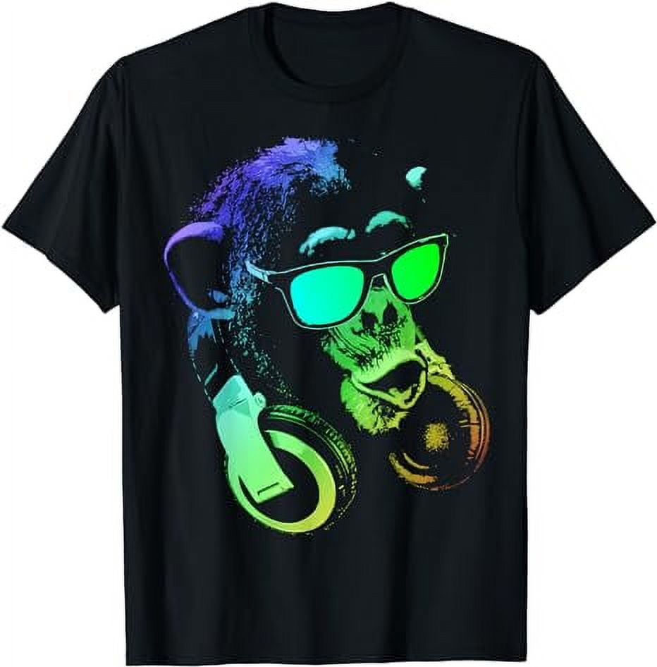 Monkey Chimp With Sunglasses And Headphones T-Shirt - Walmart.com