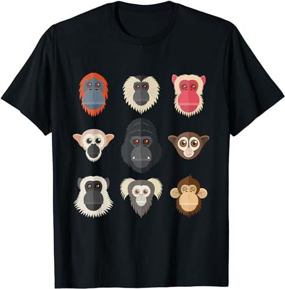 Monkey Chimpanzee Gorilla Spider Monkey Squirrel Monkey T-Shirt ...