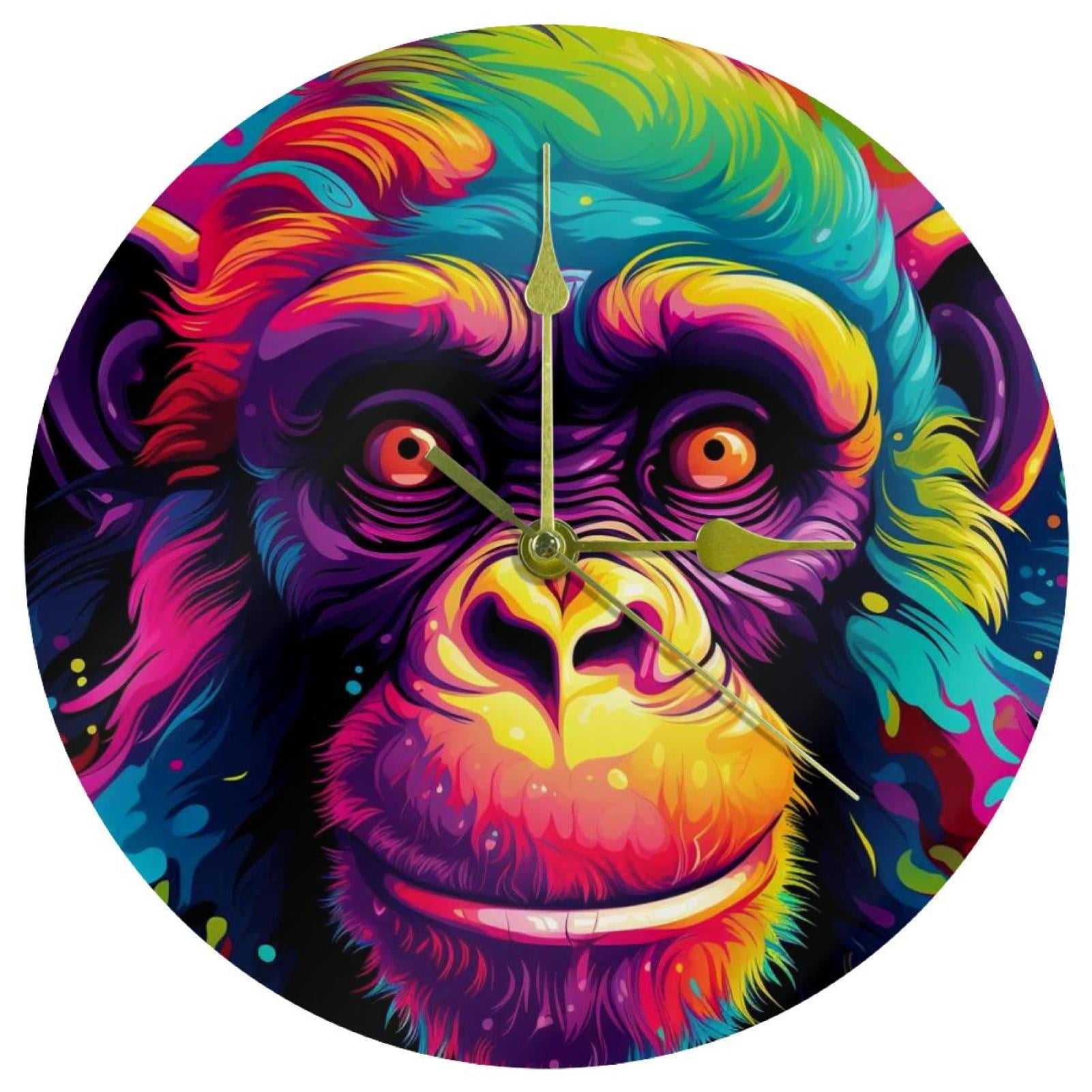 Monkey Circular Acrylic Wall Clock - Stylish Timepiece for Modern Decor ...