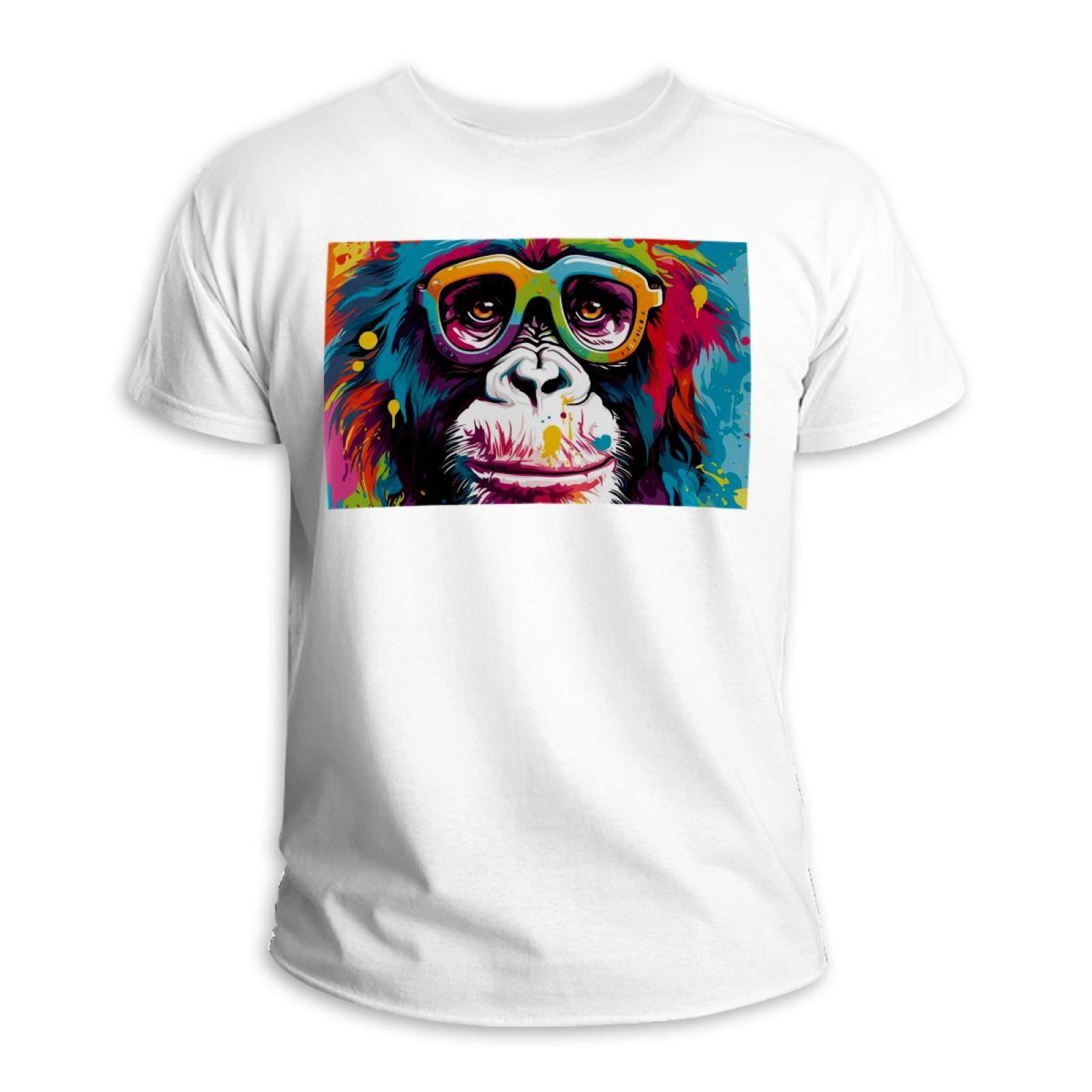 Monkey Classic White Cotton Tee Shirt for Men, Comfortable Casual Short ...