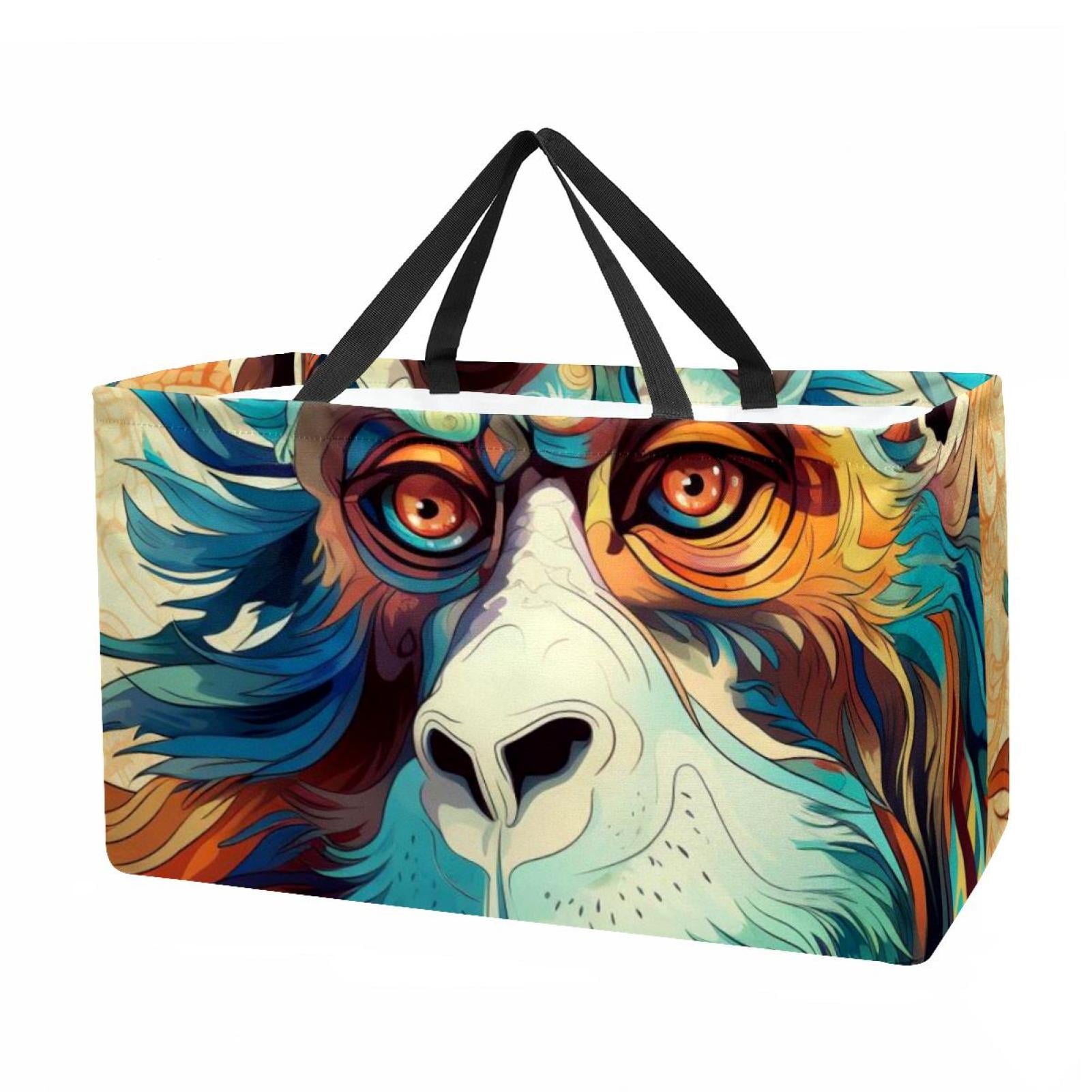 Monkey Collapsible Oxford Cloth Laundry Bag Grocery Bags Shopping Bag with Reusable Foldable ...