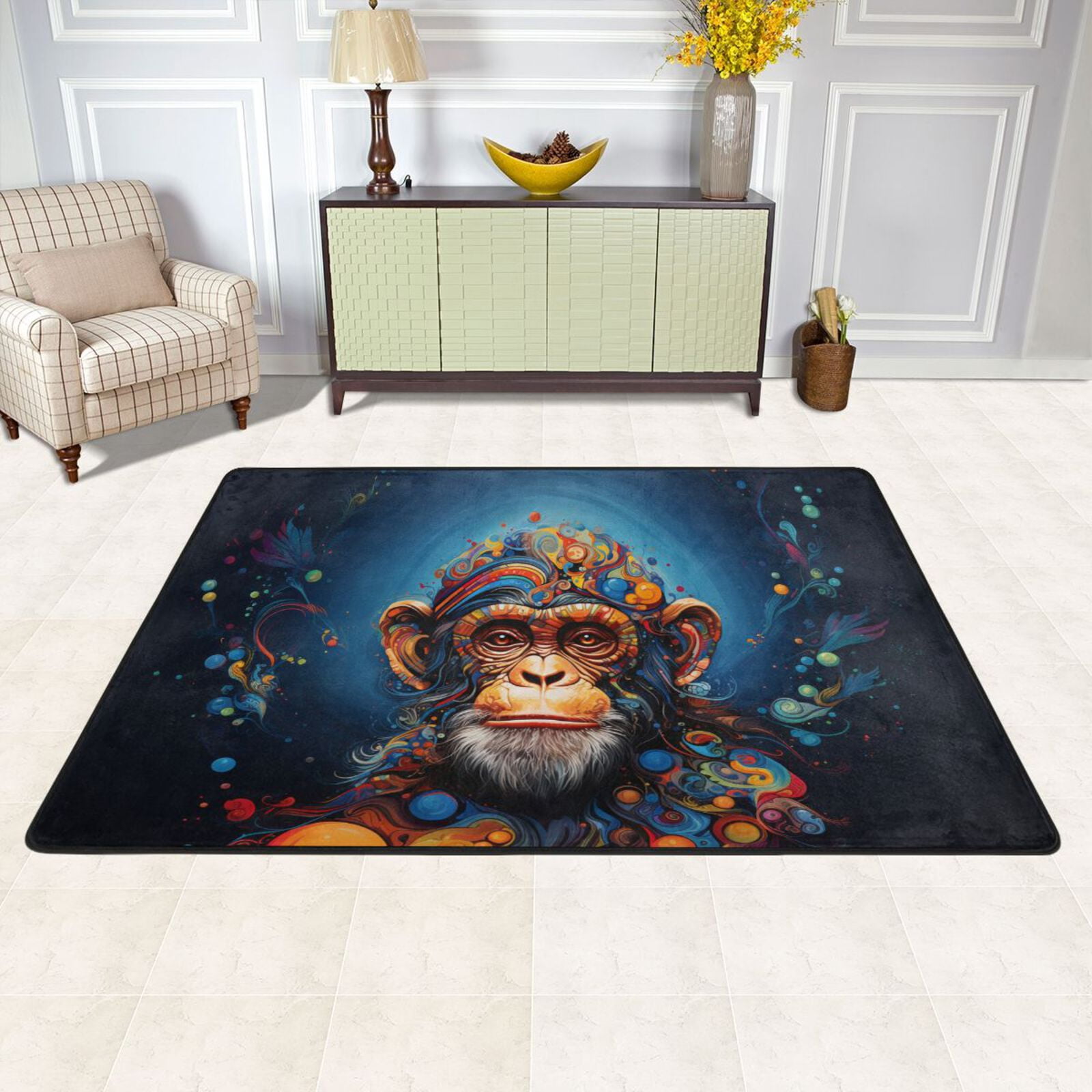 Monkey Color Spots Area Rug Washable 72 x 48 Floor Carpet Mat Non Slip ...