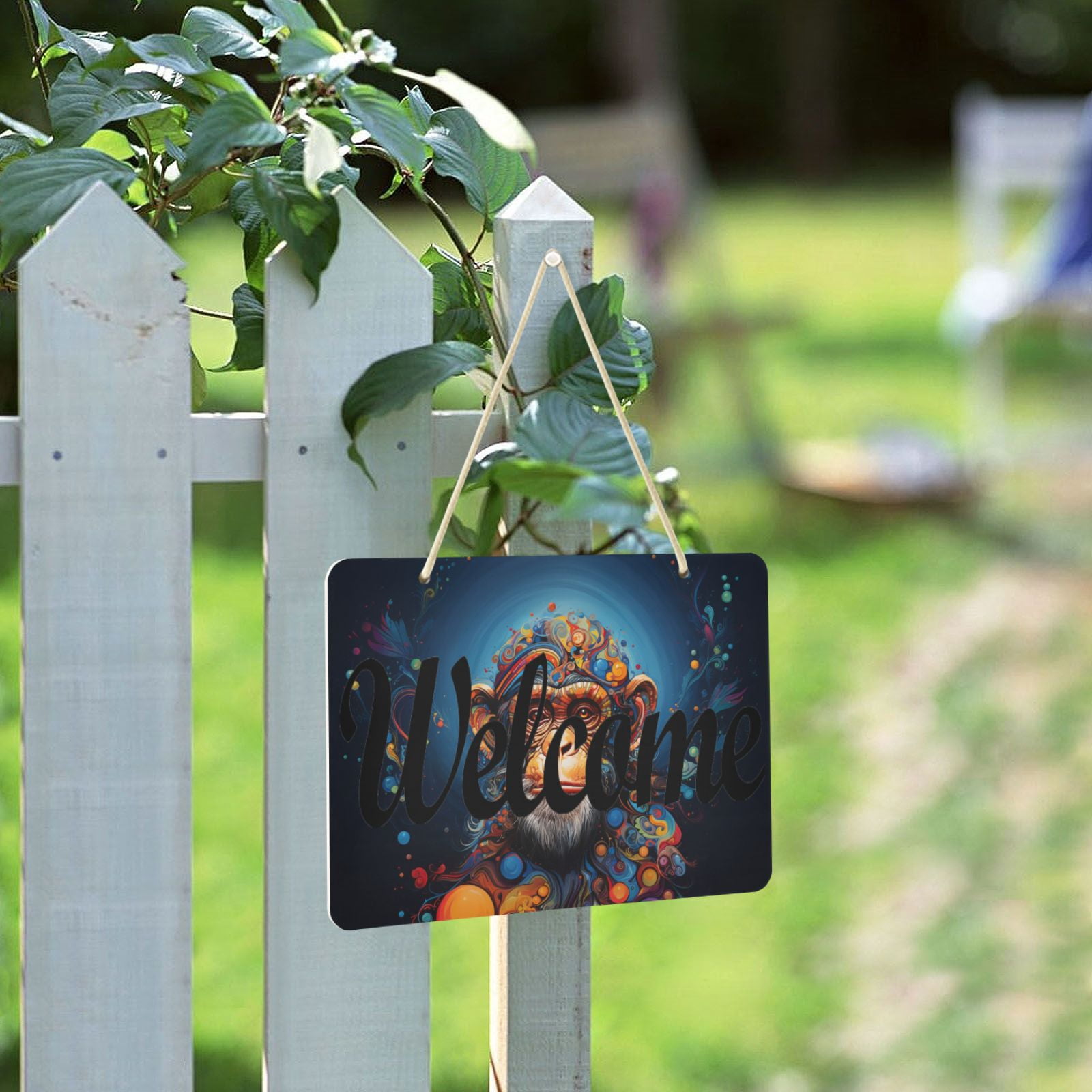 Monkey Color Spots Welcome Sign for Front Door Porch Wreath Door Sign ...